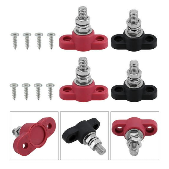 Terminal Block 4 X 3/8 Lug X 8 Threaded Red& Black Set Stainless Steel ...