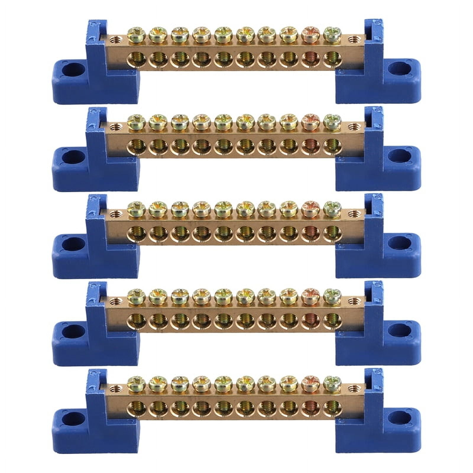 Terminal Block Blue Terminal Bus Bar 10 Positions Screw Brass Terminal ...