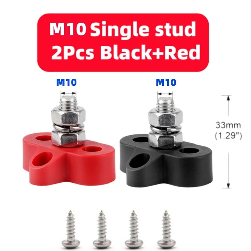 Terminal Block Studs M6 M8 M10 Positive Negative Heavy Duty Bus Bar 5/16" 1/4" Power ...