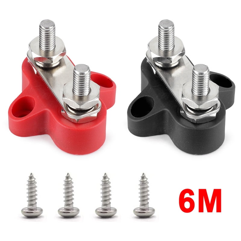 Terminal Block Studs M6 M8 M10 Positive Negative Heavy Duty Bus Bar 5/16" 1/4" Power ...