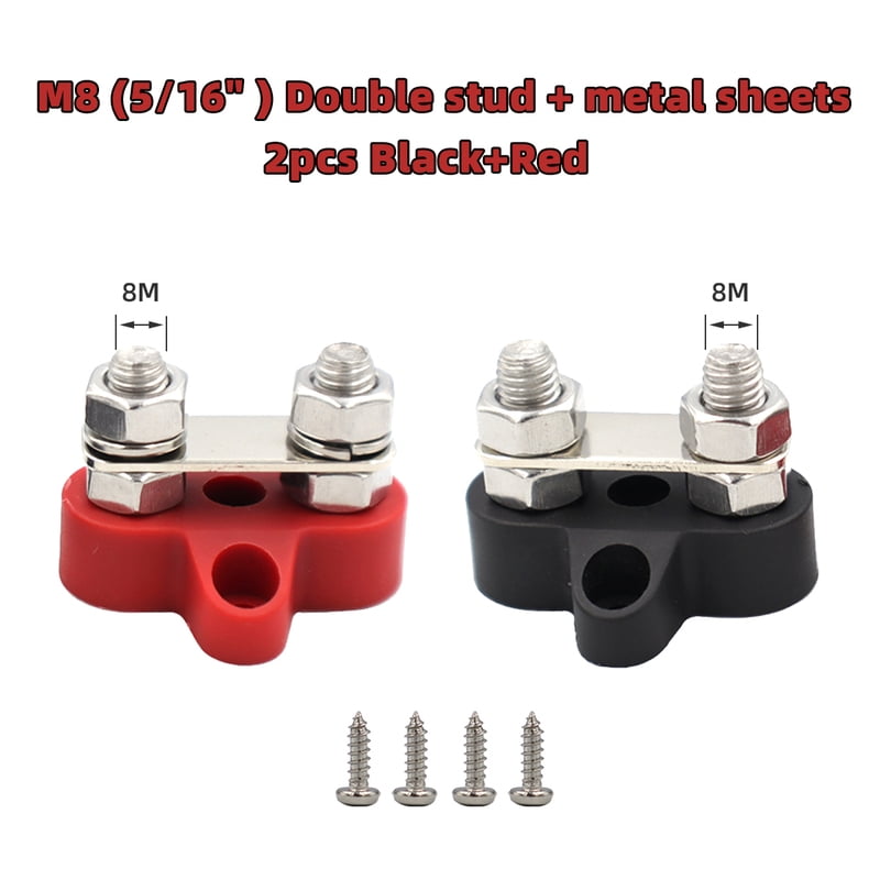 Terminal Block Studs M6 M8 Positive Negative Heavy Duty Bus Bar 5/16" 1/4" Power Distribution ...