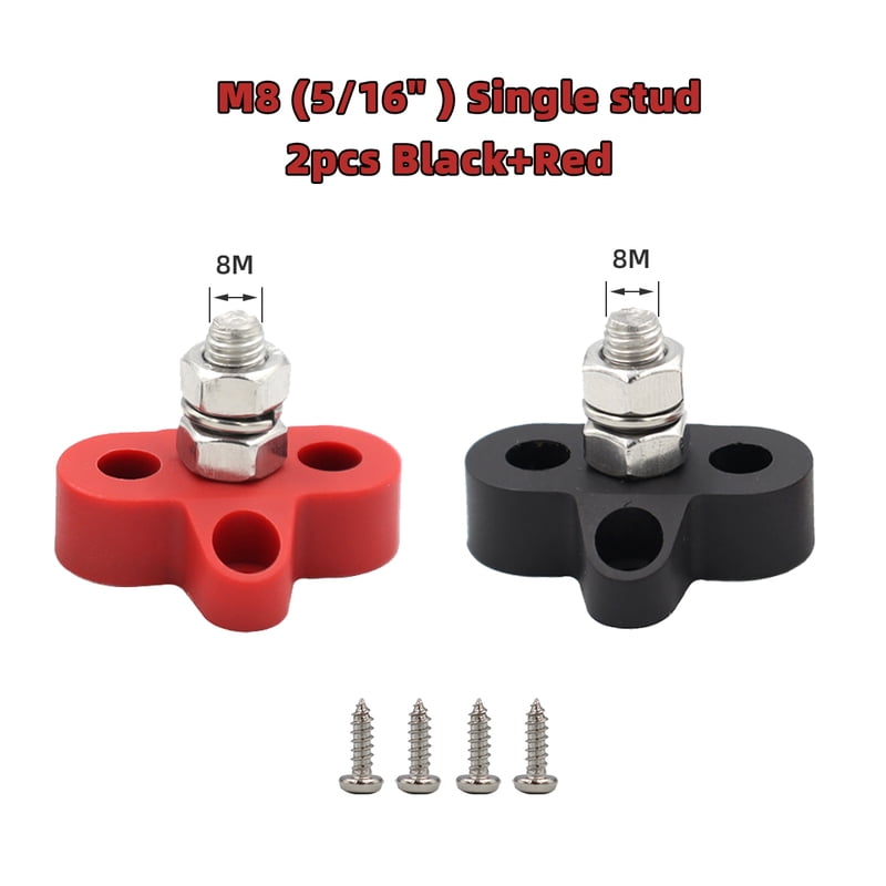 Terminal Block Studs M6 M8 Positive Negative Heavy Duty Bus Bar 5/16" 1/4" Power Distribution ...