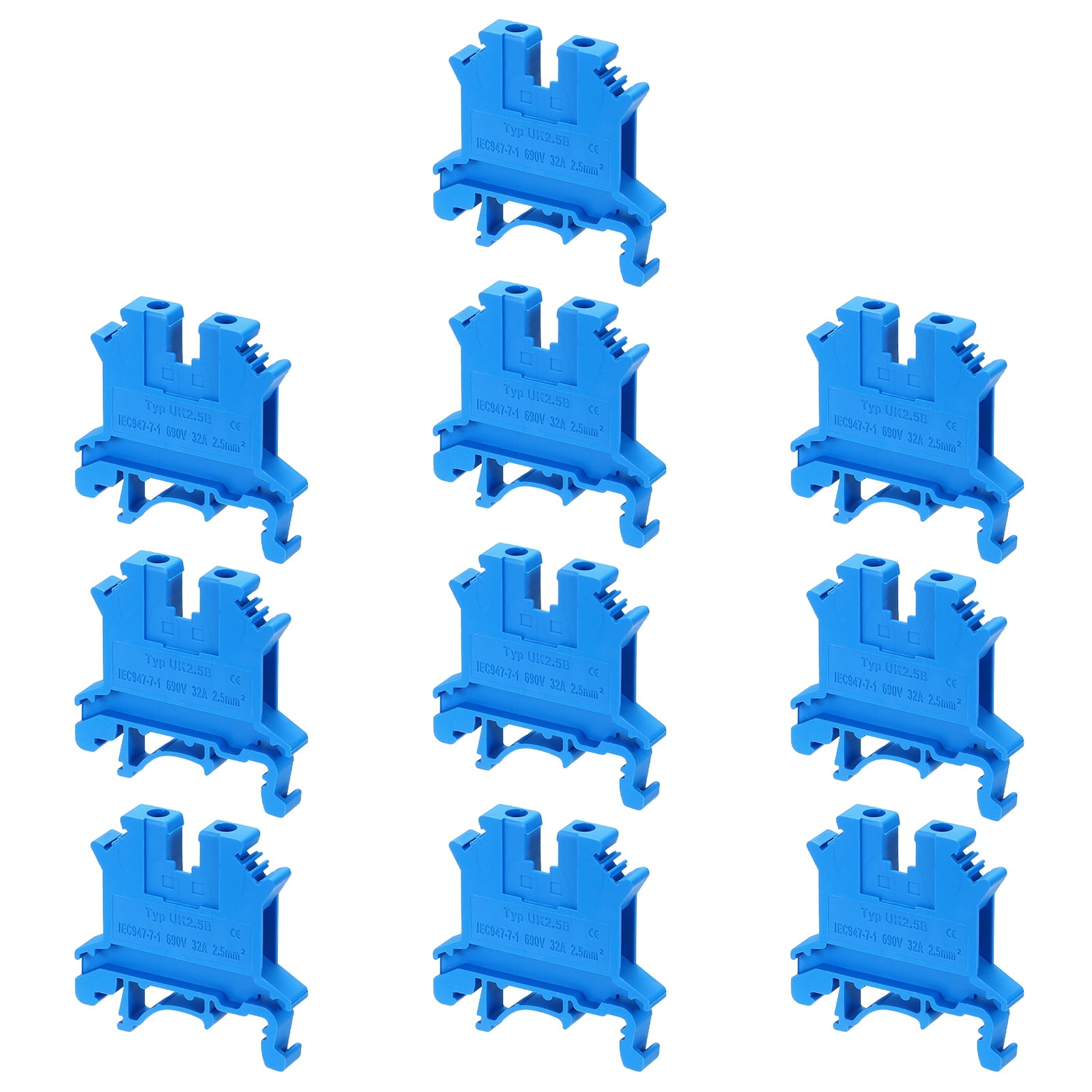 Terminal Blocks 10 Pack UK2.5B Rail Mount Fuse Holder Screw Terminal Block Wire End Bracket ...