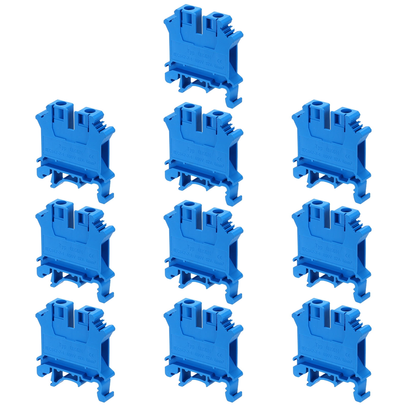 Terminal Blocks 10 Pack UK6N Rail Mount Fuse Holder Screw Terminal ...