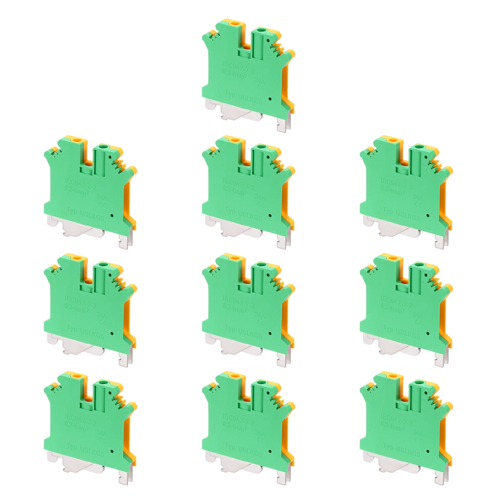 Terminal Blocks 10 Pack USLKG5N Rail Mount Fuse Holder Screw Terminal Block Wire End Bracket ...