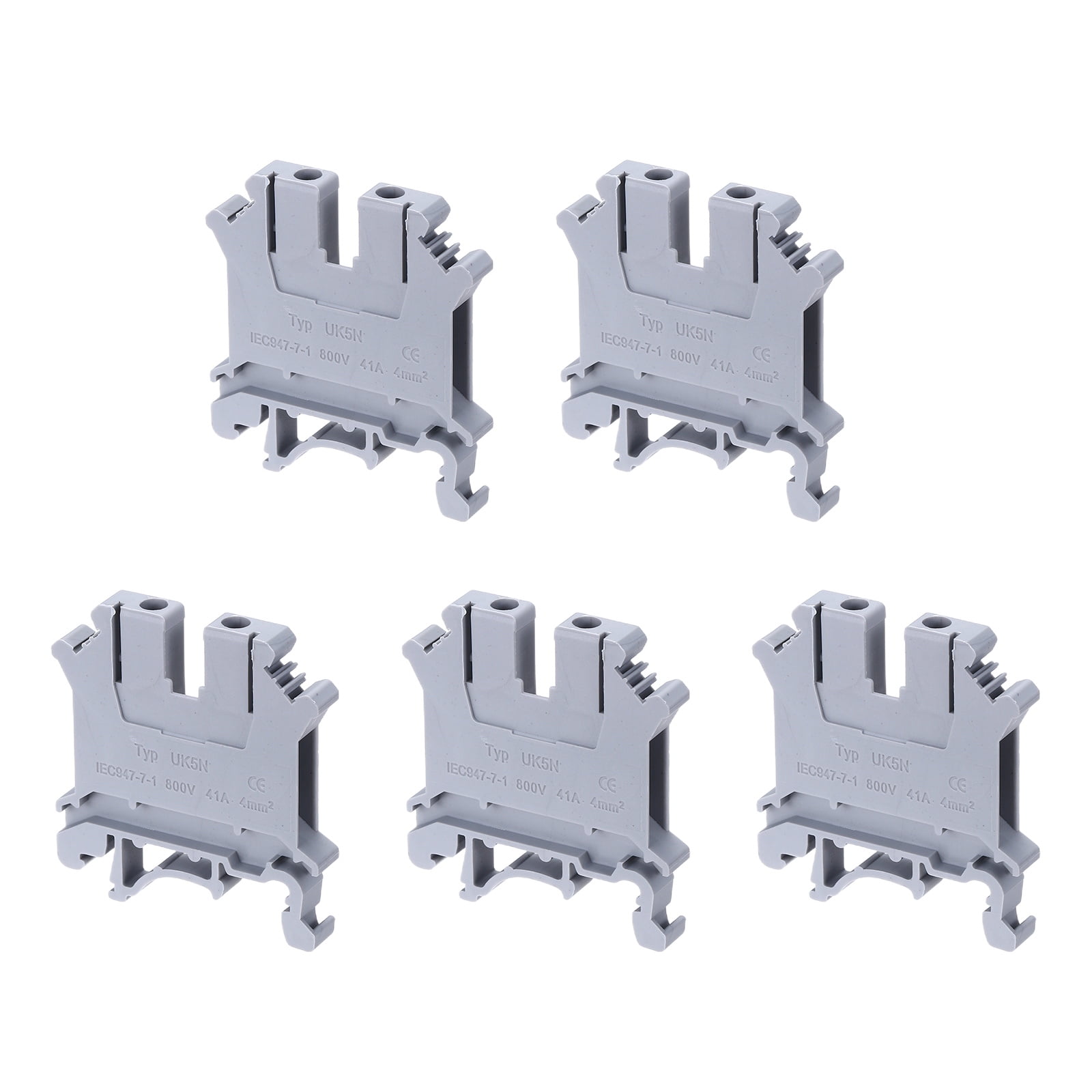 Terminal Blocks 5 Pack UK5N Rail Mount Fuse Holder Screw Terminal Block Wire End Bracket Stopper ...