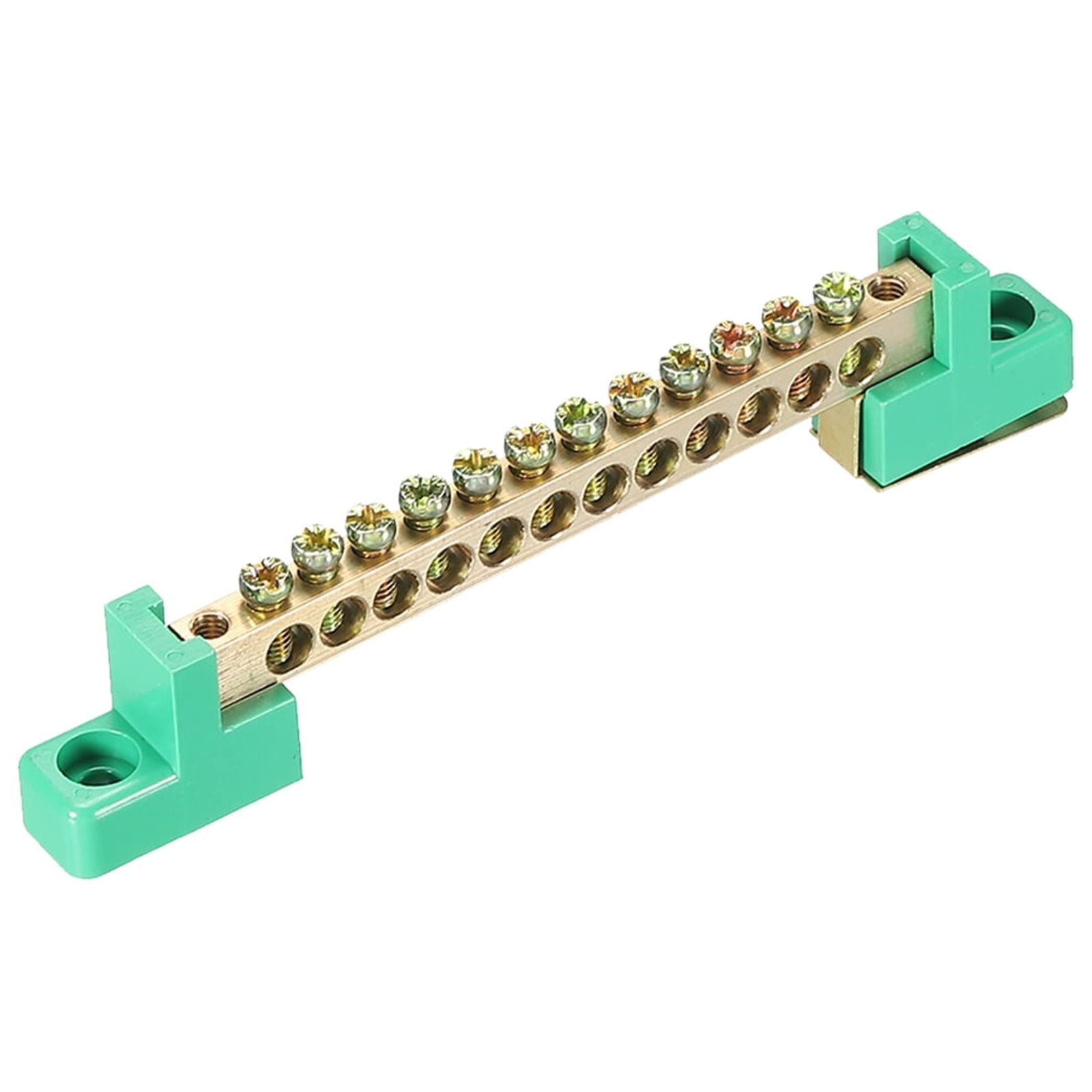 Terminal Ground Bar Screw Block Barrier Brass 12 Positions Green ...