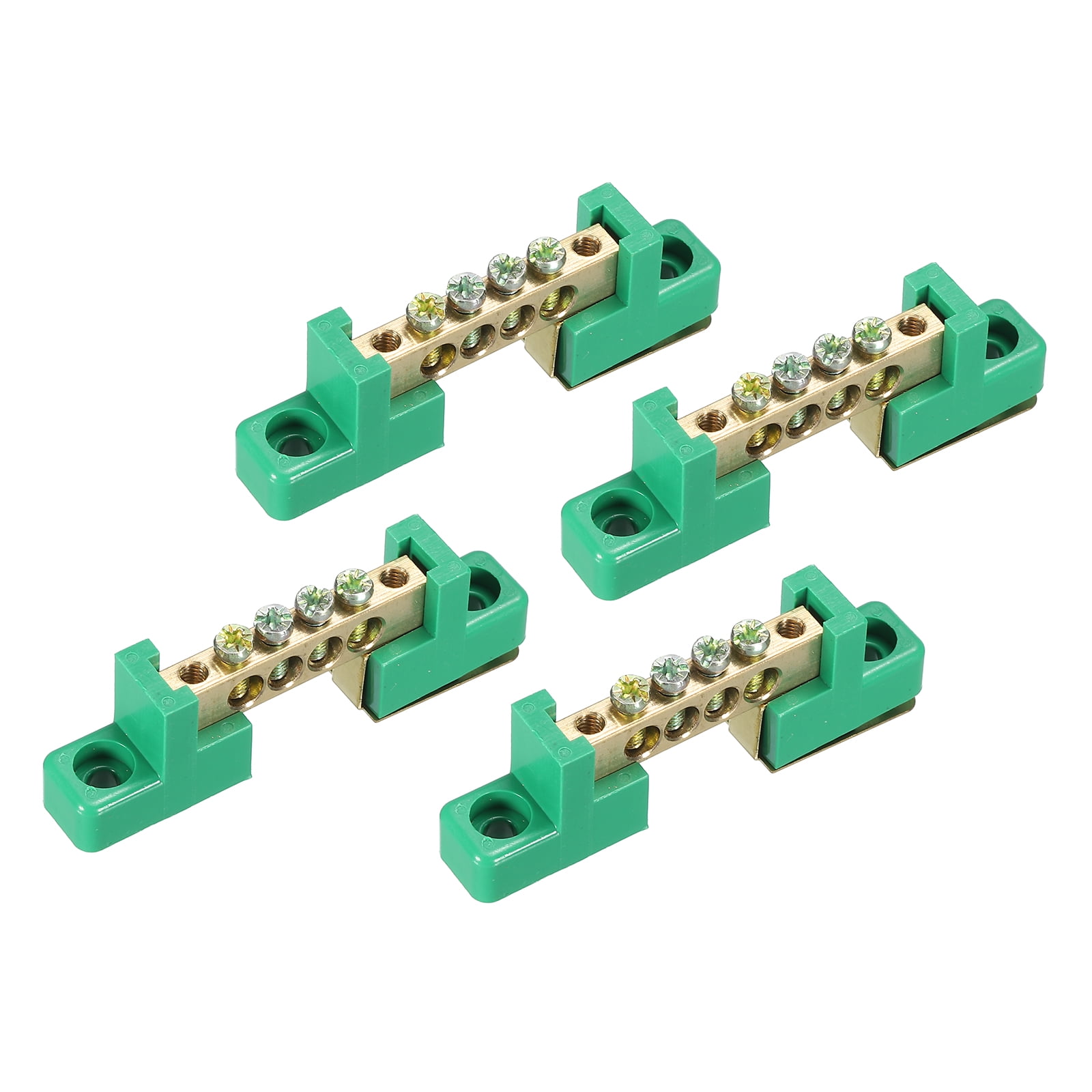 Terminal Ground Bar Screw Block Barrier Brass 4 Positions Green Pack of ...