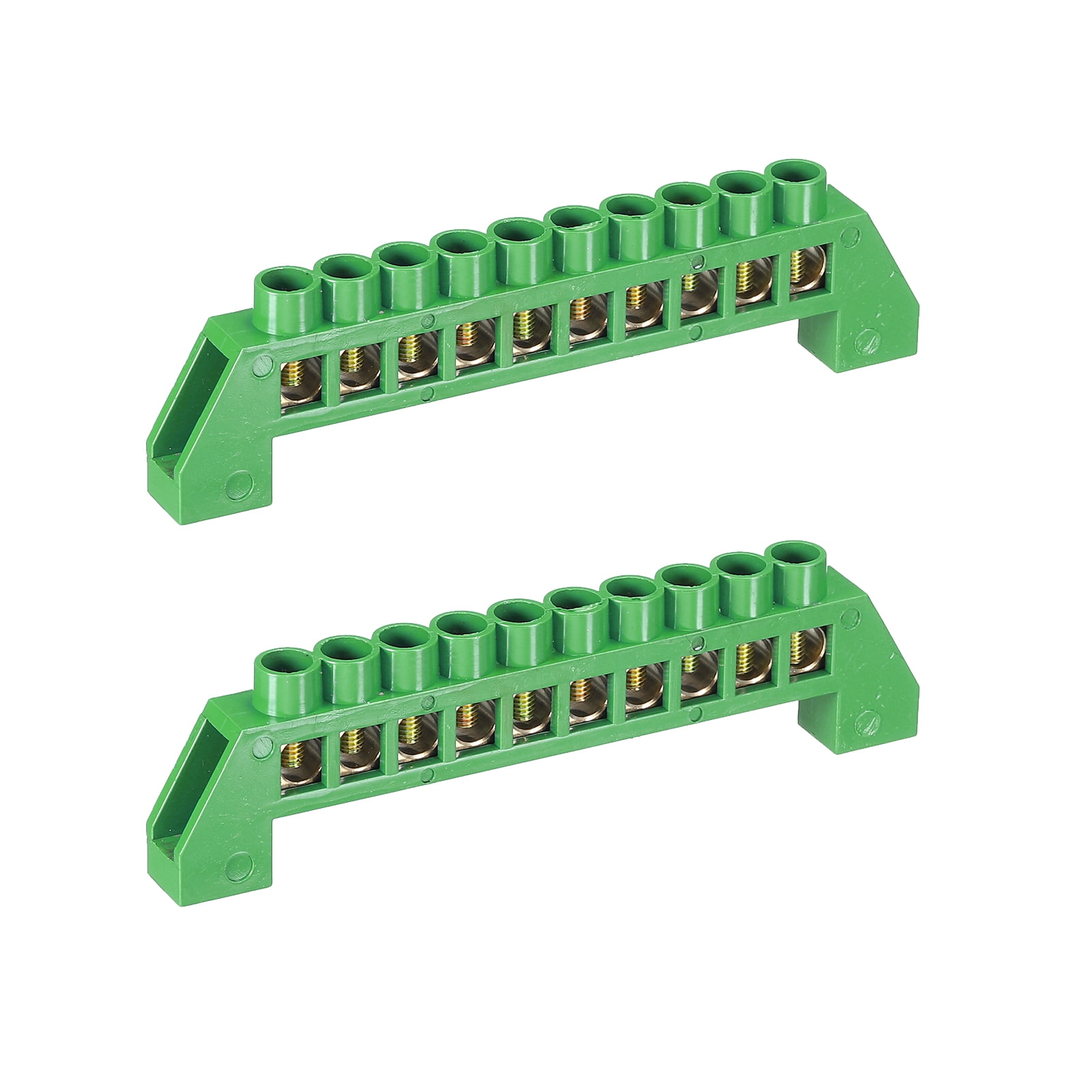 Terminal Grounding Bar Block Barrier Brass Strip 10 Positions Green ...