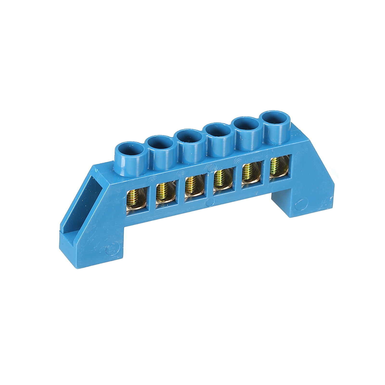 Terminal Grounding Bar Screw Block Barrier Brass Strip 6 Positions Blue ...