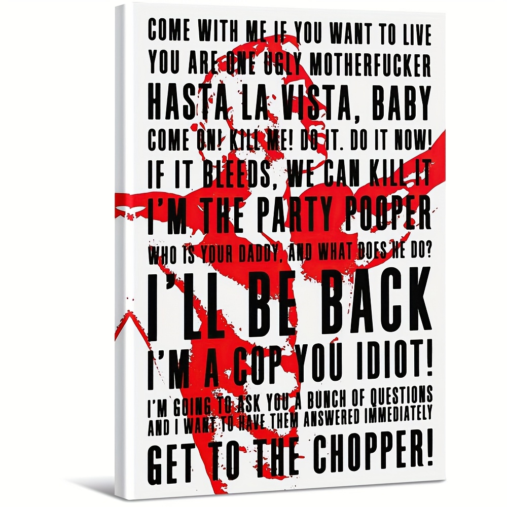 Terminator Movie Famous Catchphrases Compilation Large Wooden Framed ...