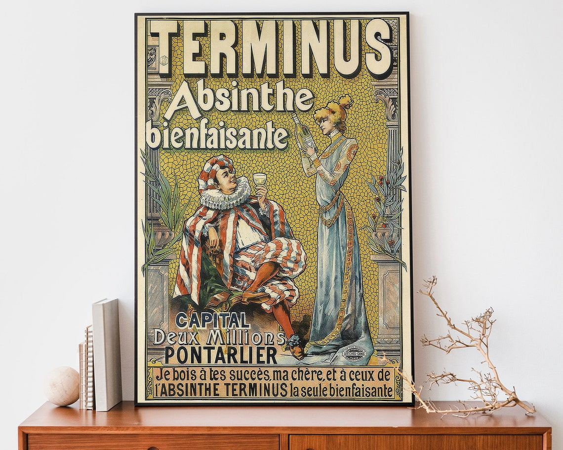 Terminus Absinthe Vintage Art Print, Classic Art Nouveau French Poster ...