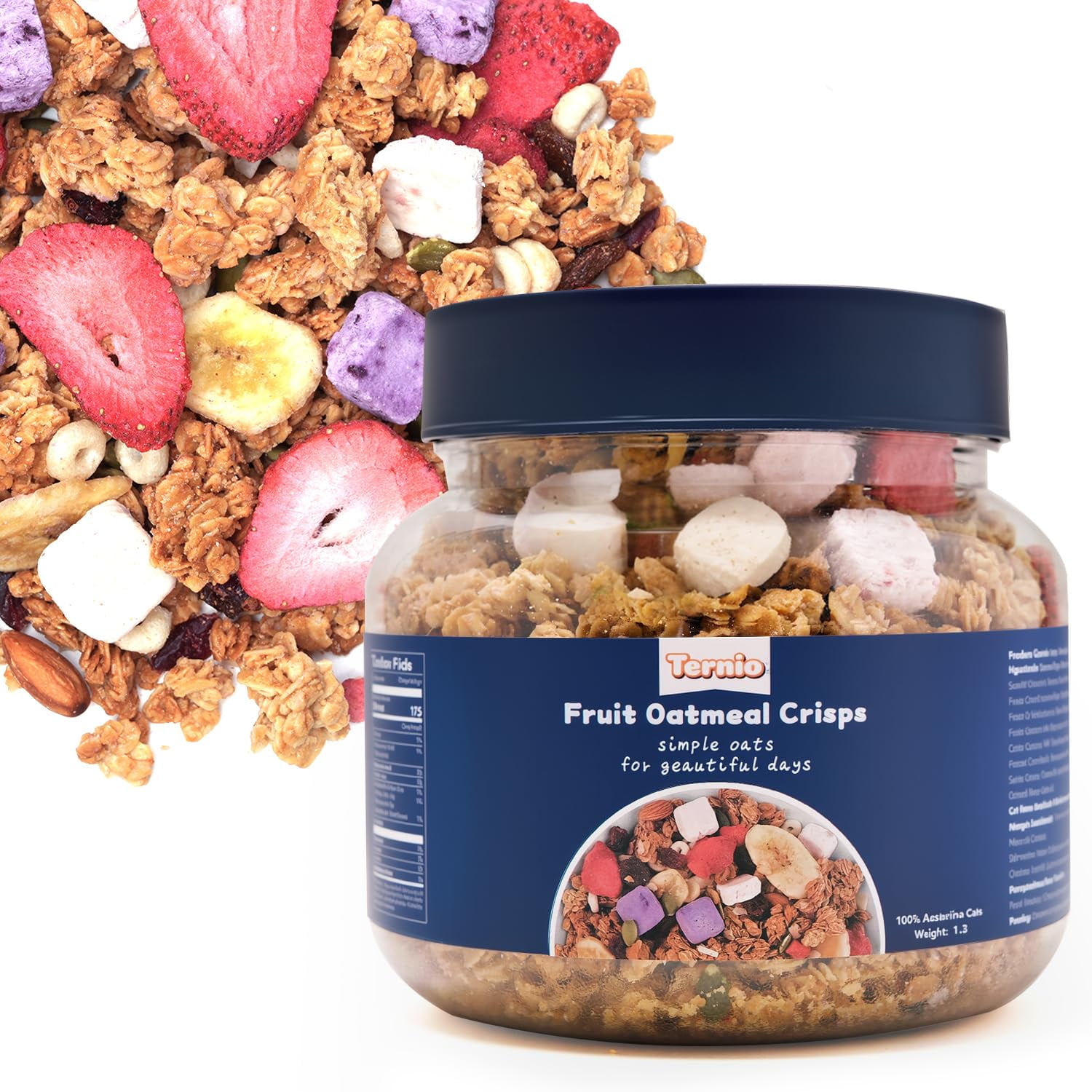 Ternio Oatmeal Instant, Freeze-Dried AIF9 Fruit & Yogurt Oats Snack - 1LB (454g) - High Protein ...