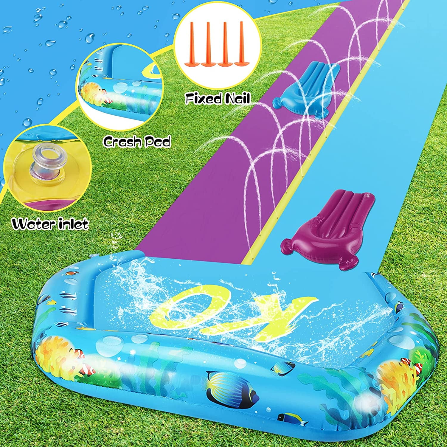 Terra Backyard Park's Big Outdoor 32.8FT Water Slide for Kids and ...
