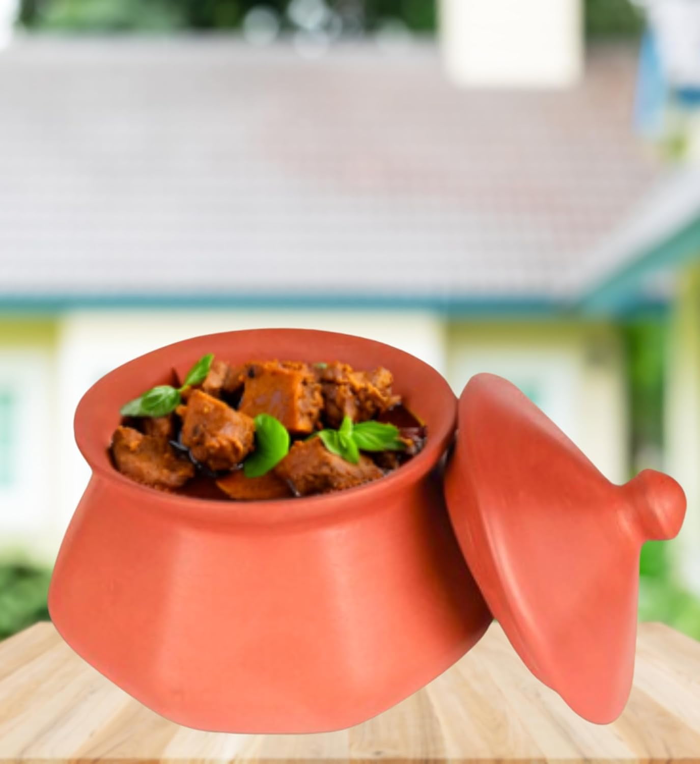 Terra Charms Clay Pot for Serving Rogan Gosht Mutton Enhance Naturelly ...