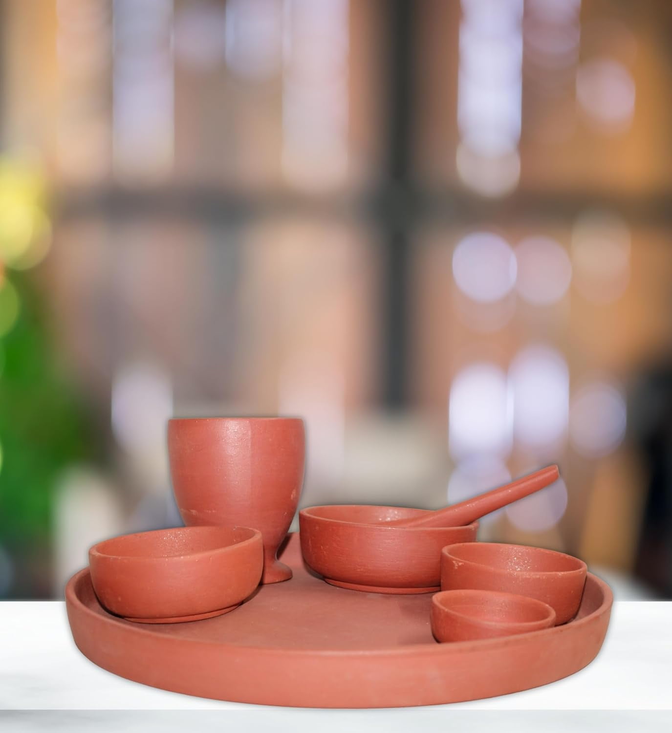 Terra Charms Dinner Thali Classic Indian Clay Thali Set Beautifully ...