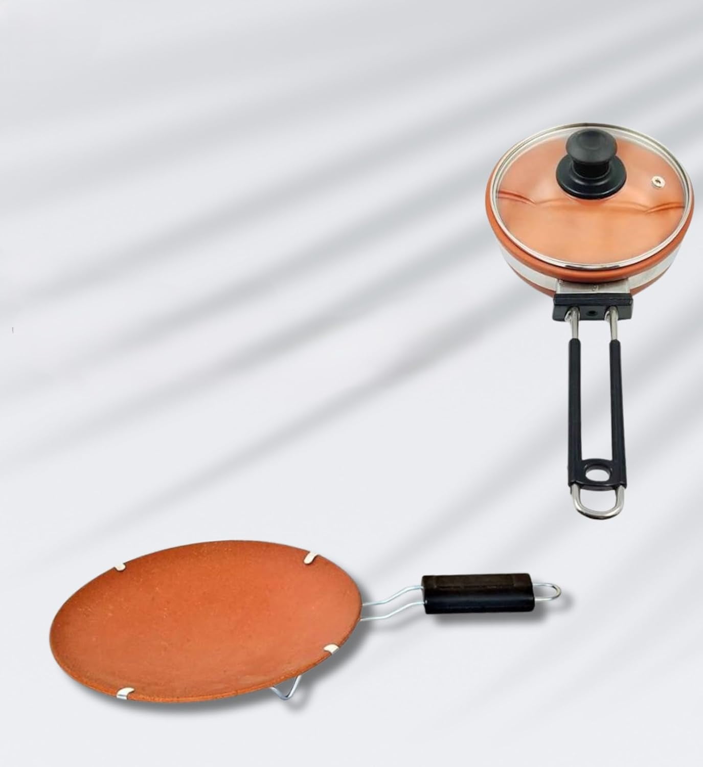 Terra Charms Terracotta Clay Tawa with Frypan Combo Set Healthy Cooking ...