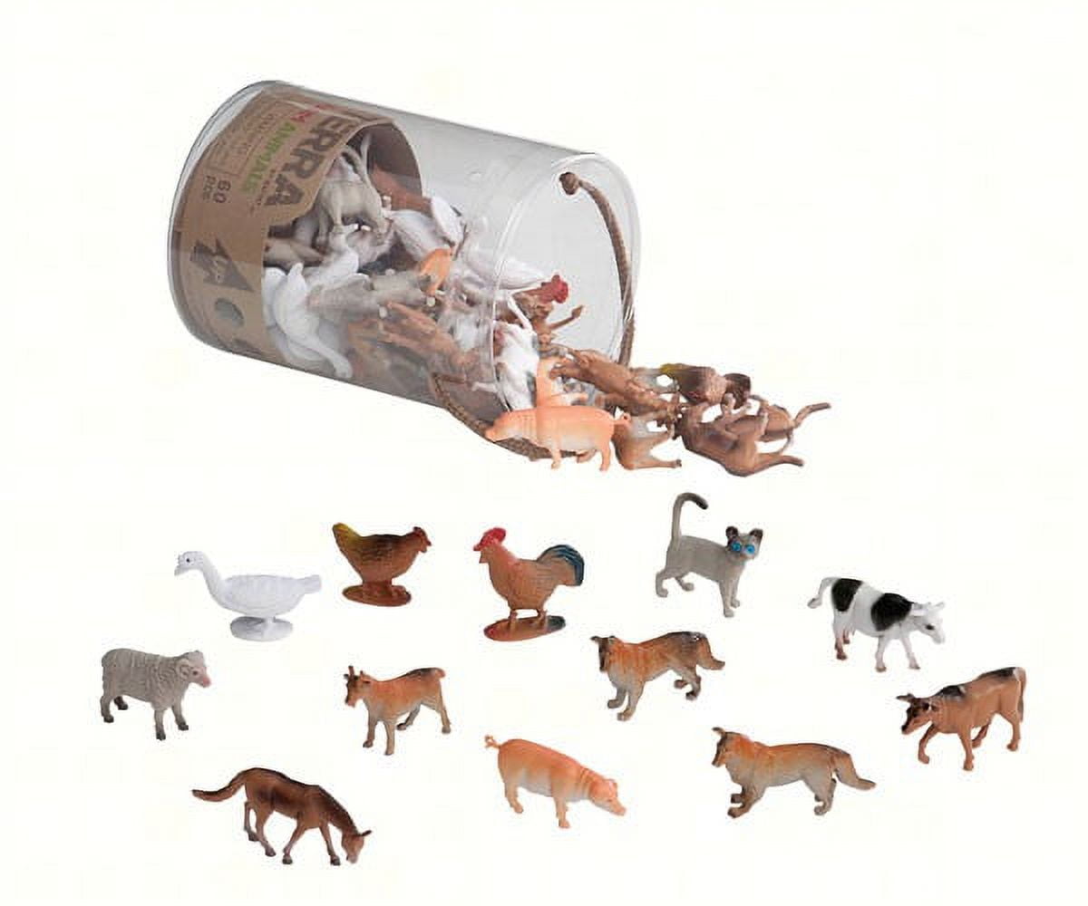 Terra by Battat - 60-Piece Set of Mini Farm Animal Toys, Small Plastic ...