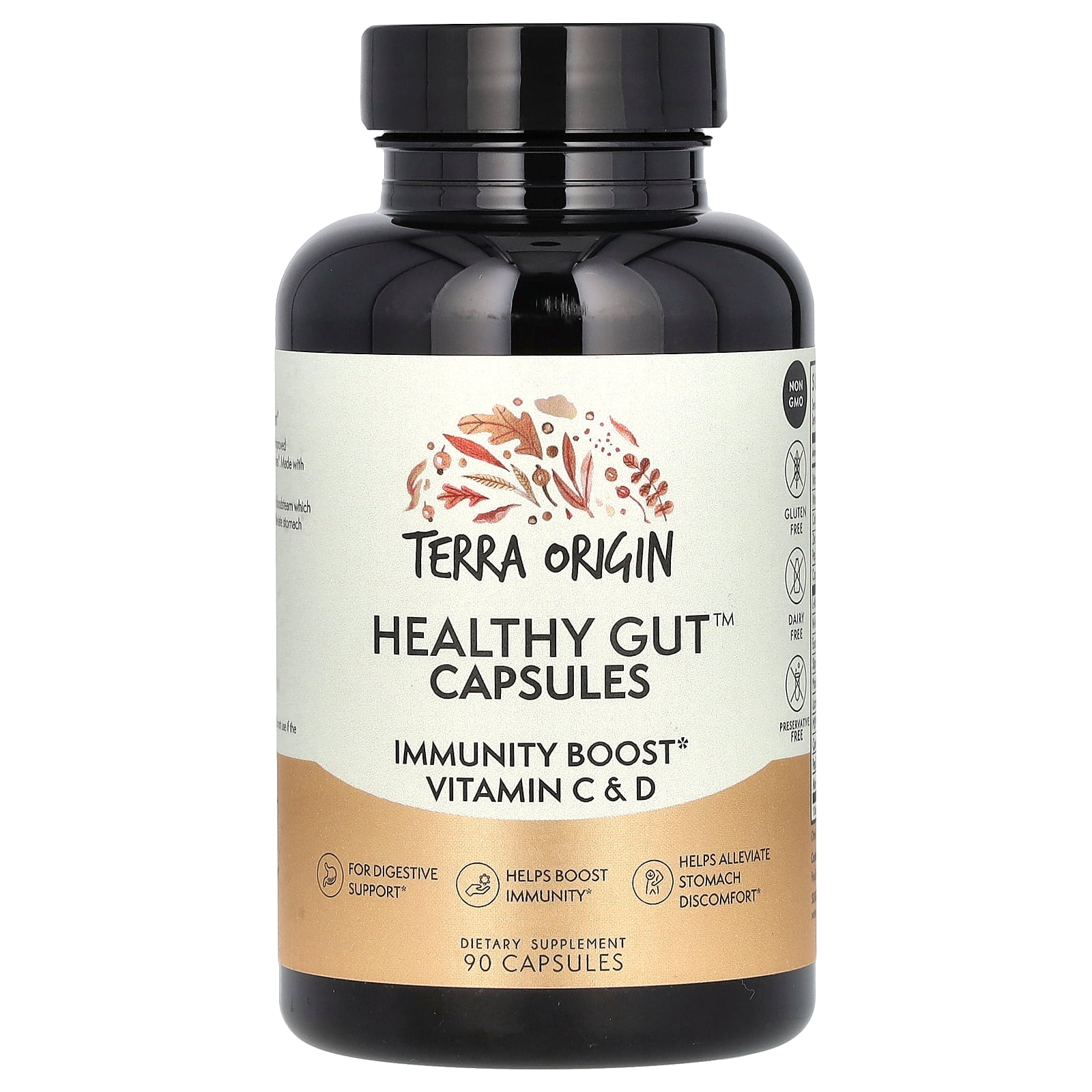 Terra Origin Healthy Gut Support Capsules, Immunity Boost with Vitamin ...