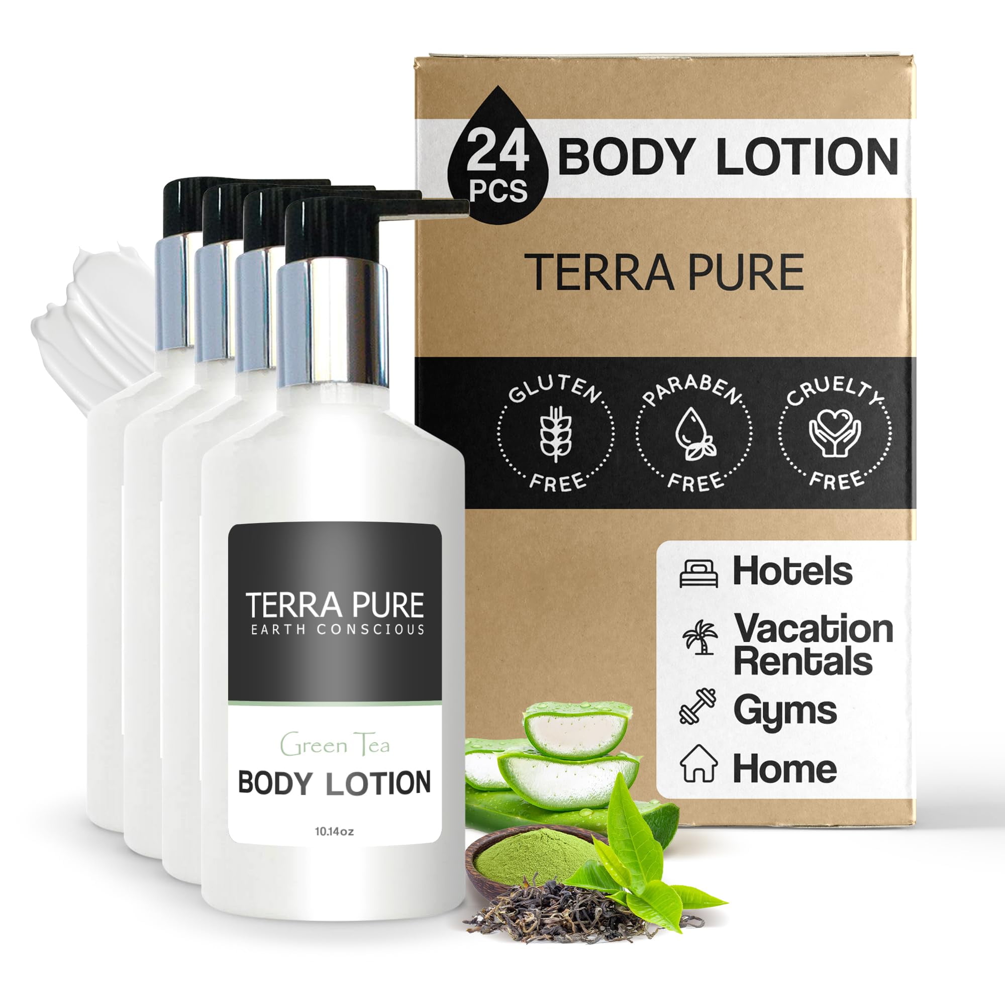 Terra Pure Green Tea Lotion, 10.14 oz. With Organic Honey And Aloe Vera ...