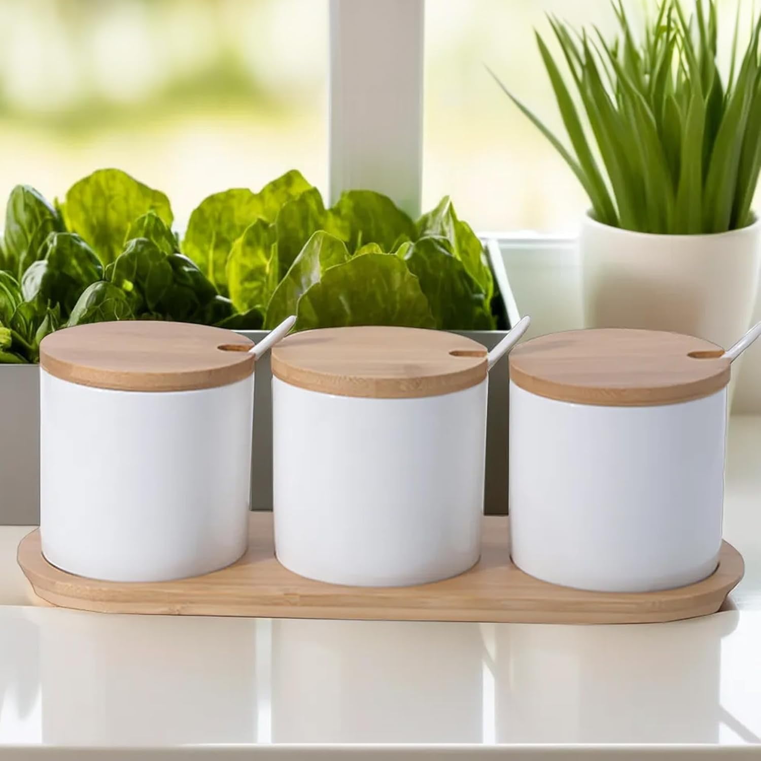 Terra Series Ceramic Airtight Jar Container Set For Kitchen 3 Pcs ...