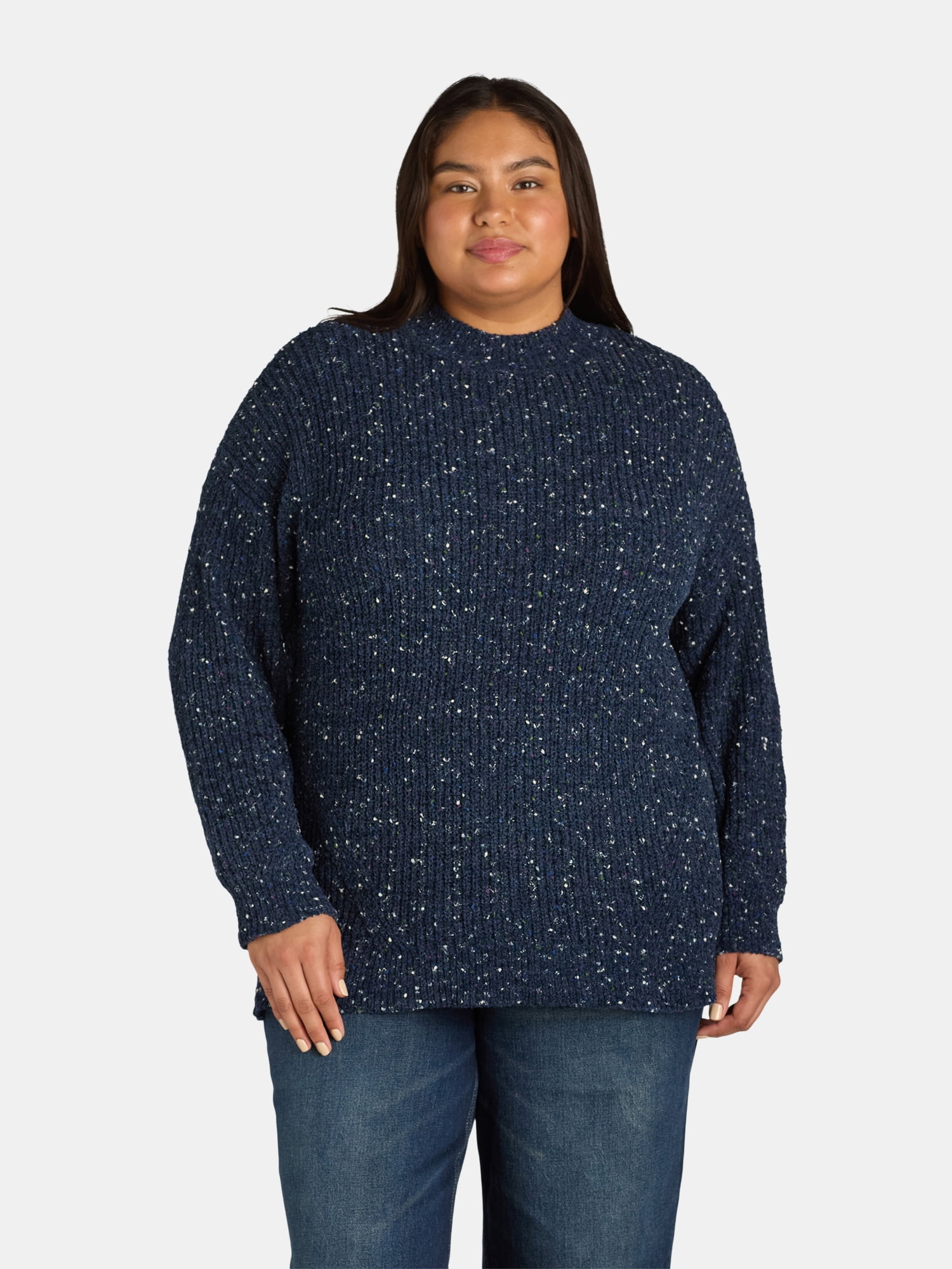 Terra & Sky Women’s Plus Size Mock Neck Chenille Sweater, Sizes 0X-5X ...