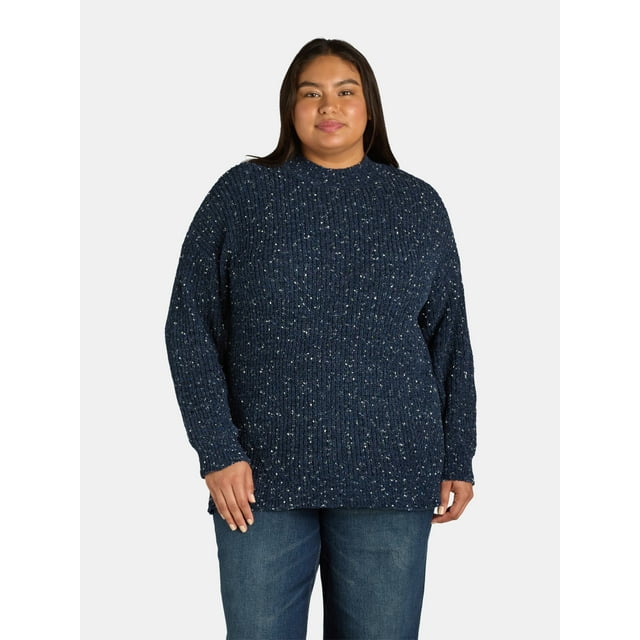 Terra & Sky Women’s Plus Size Mock Neck Chenille Sweater, Sizes 0X-5X ...