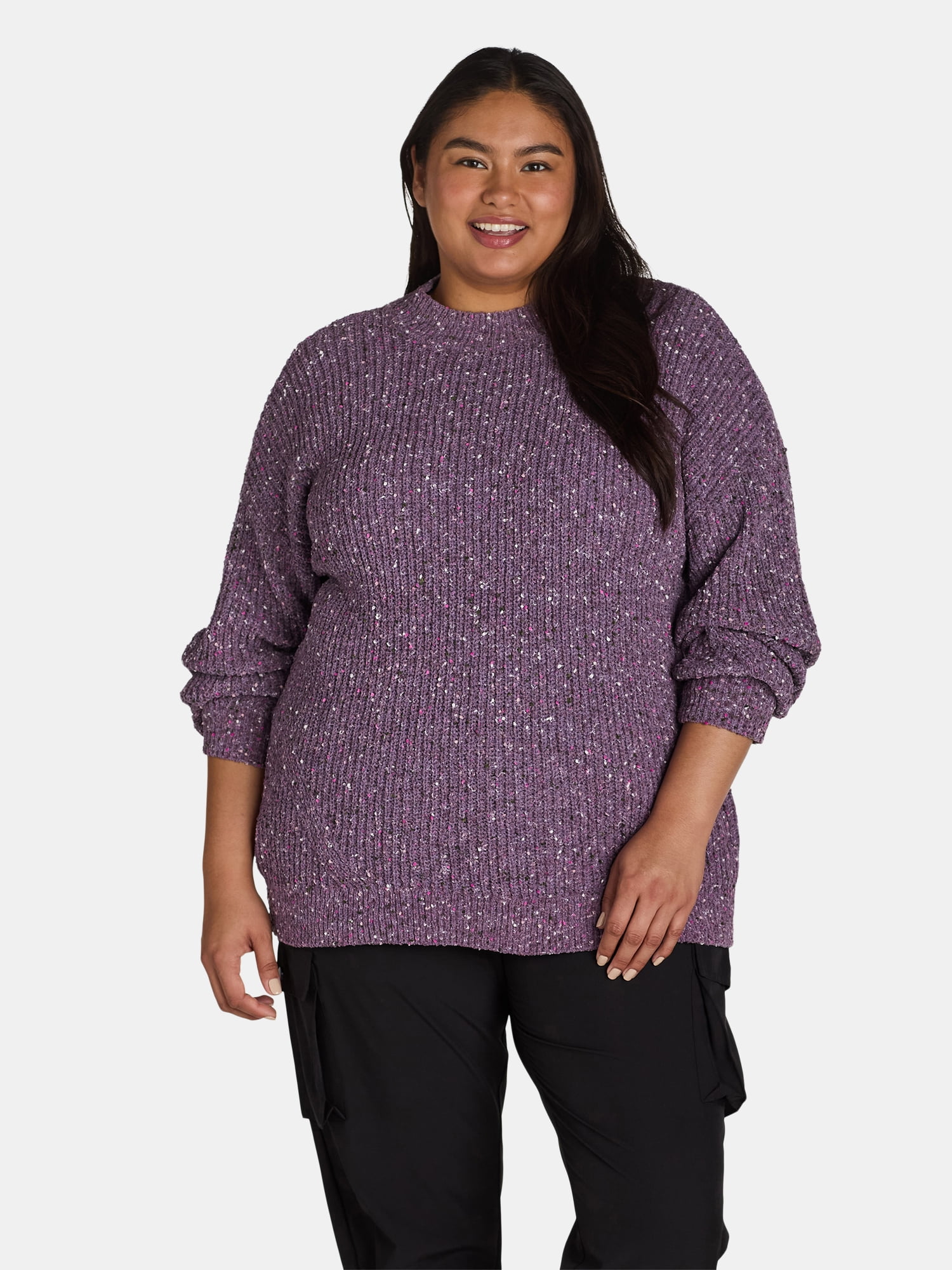 Terra & Sky Mock Neck Chenille Sweater 0X-4X - Terra & Sky - Walmart.com