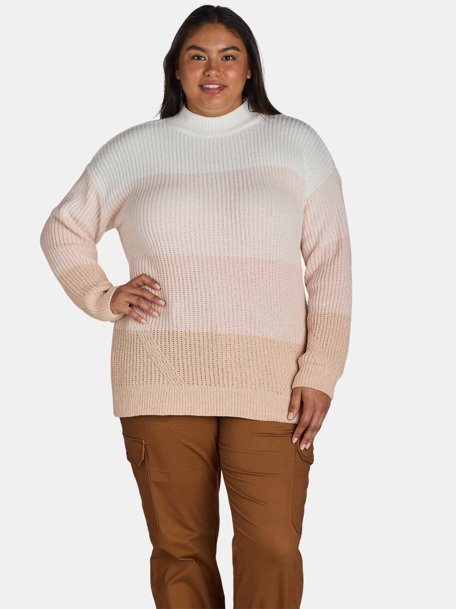 Terra & Sky Women’s Plus Size Mock Neck Chenille Sweater, Sizes 0X-5X ...