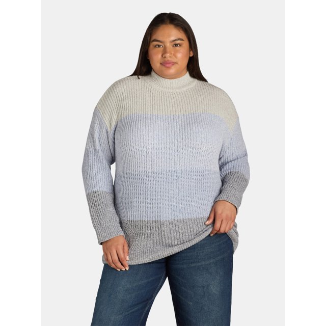 Terra & Sky Women’s Plus Size Mock Neck Chenille Sweater, Sizes 0X-5X ...