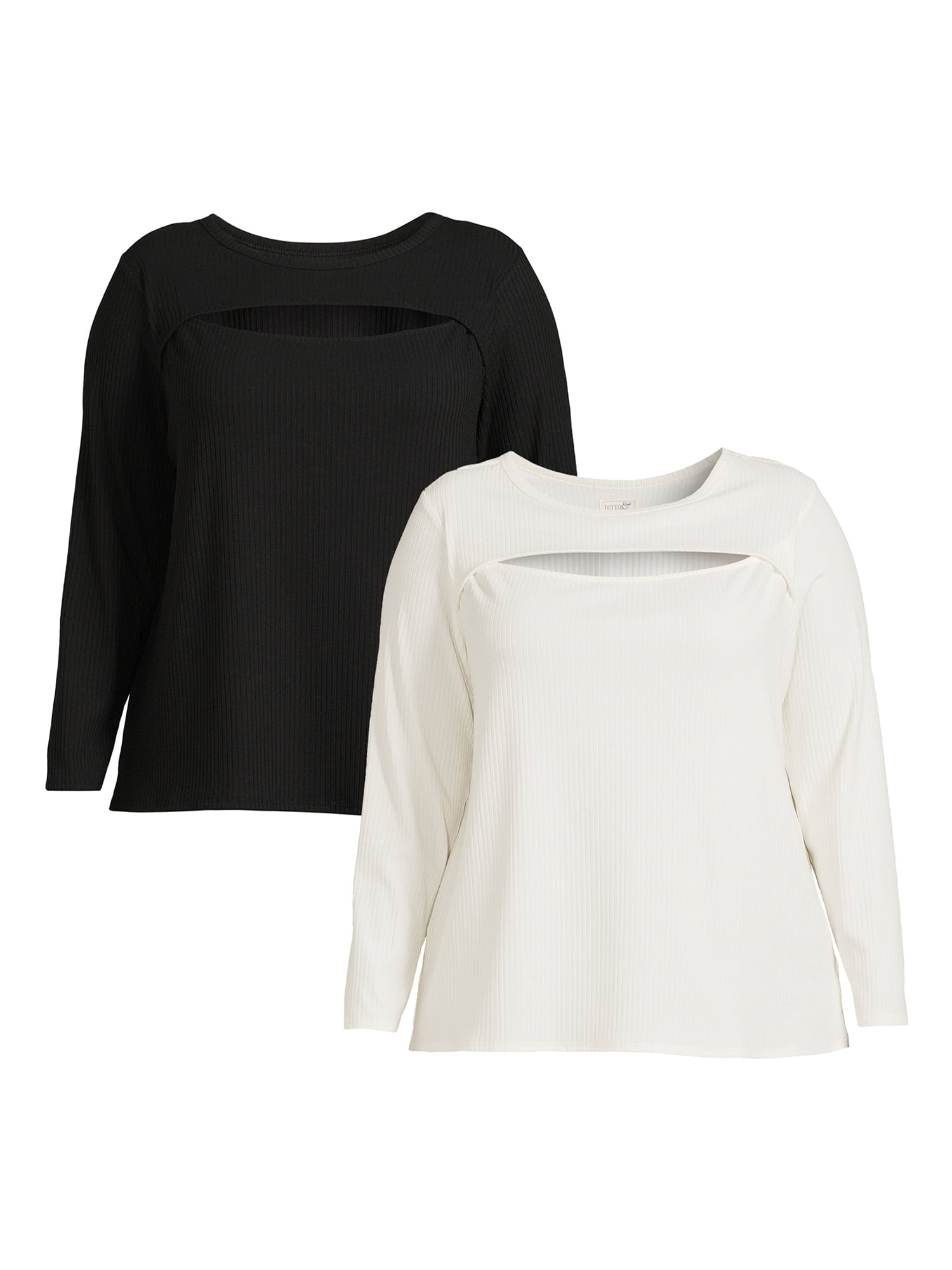 Terra & Sky Plus Size Cut Out Knit Top, 2-Pack - Walmart.com