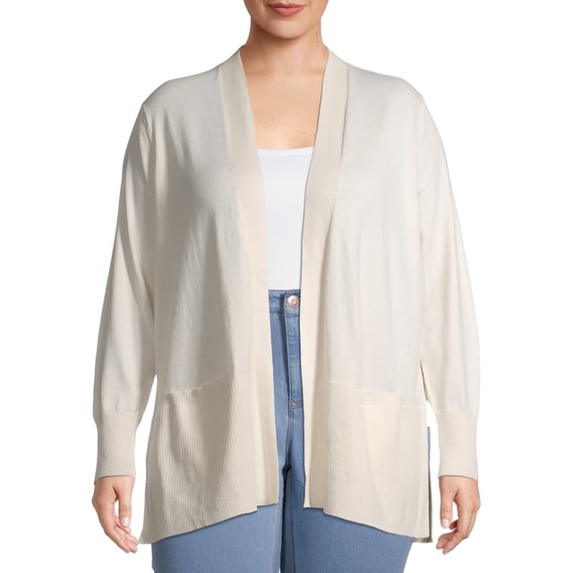 Terra & Sky Plus Size Everyday Essential Open Front Cardigan - Walmart ...