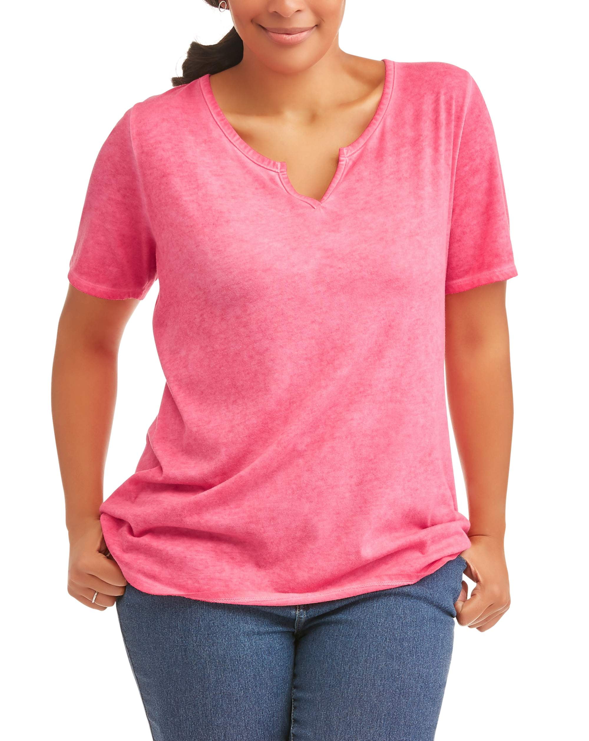 Terra & Sky Split Neck Tee - Walmart.com