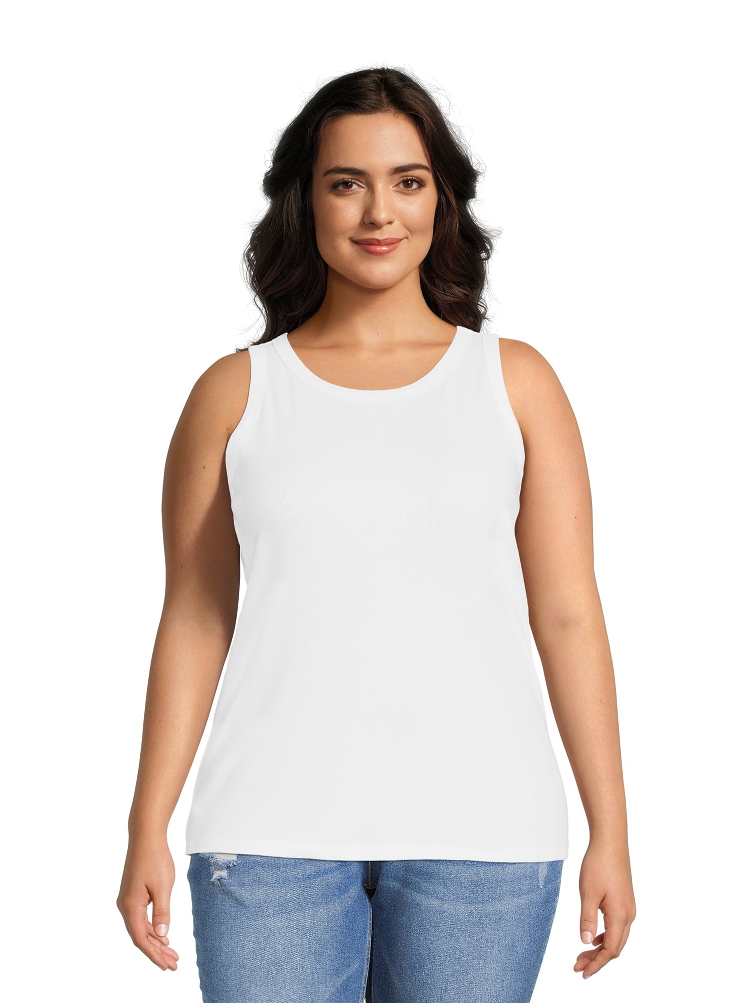 Terra & Sky Women's High Neck Ribbed Tank Top - Walmart.com