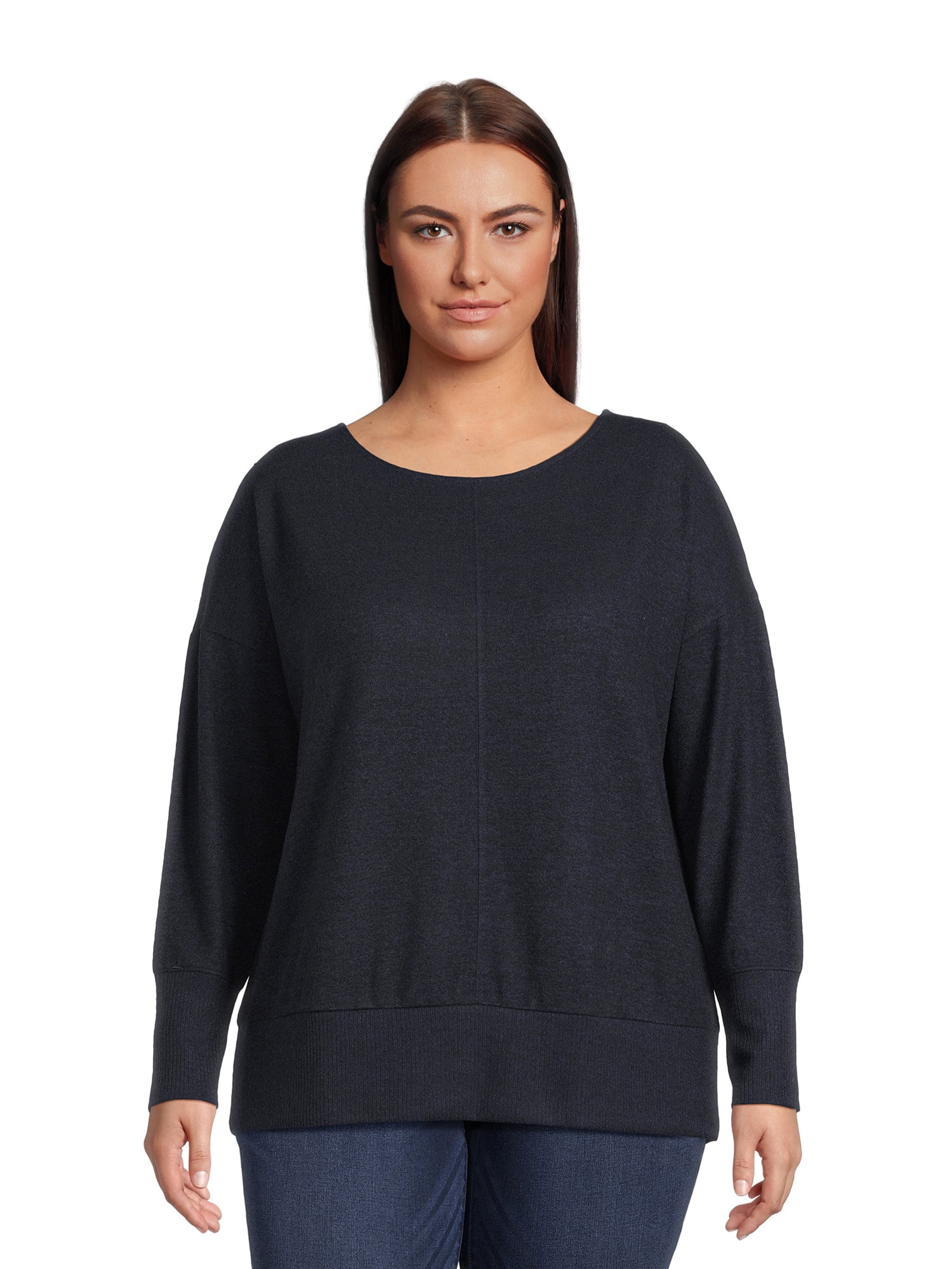 Terra & Sky Women's Plus Boat Neck Top with Dolman Sleeves, Sizes 0X-4X ...