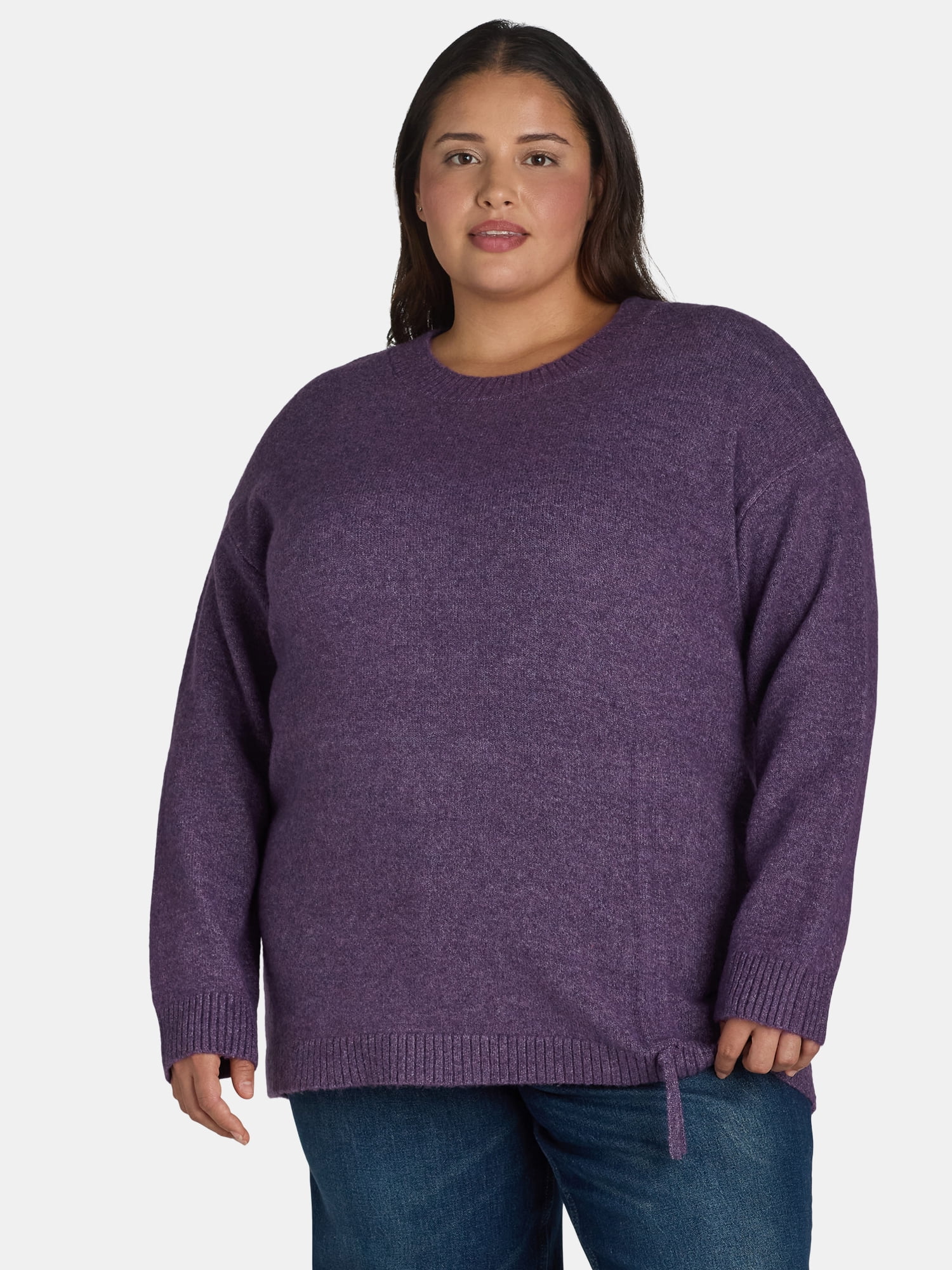 Terra & Sky Women’s Plus Cinch Waist Sweater, Lightweight, Sizes 0X-5X ...