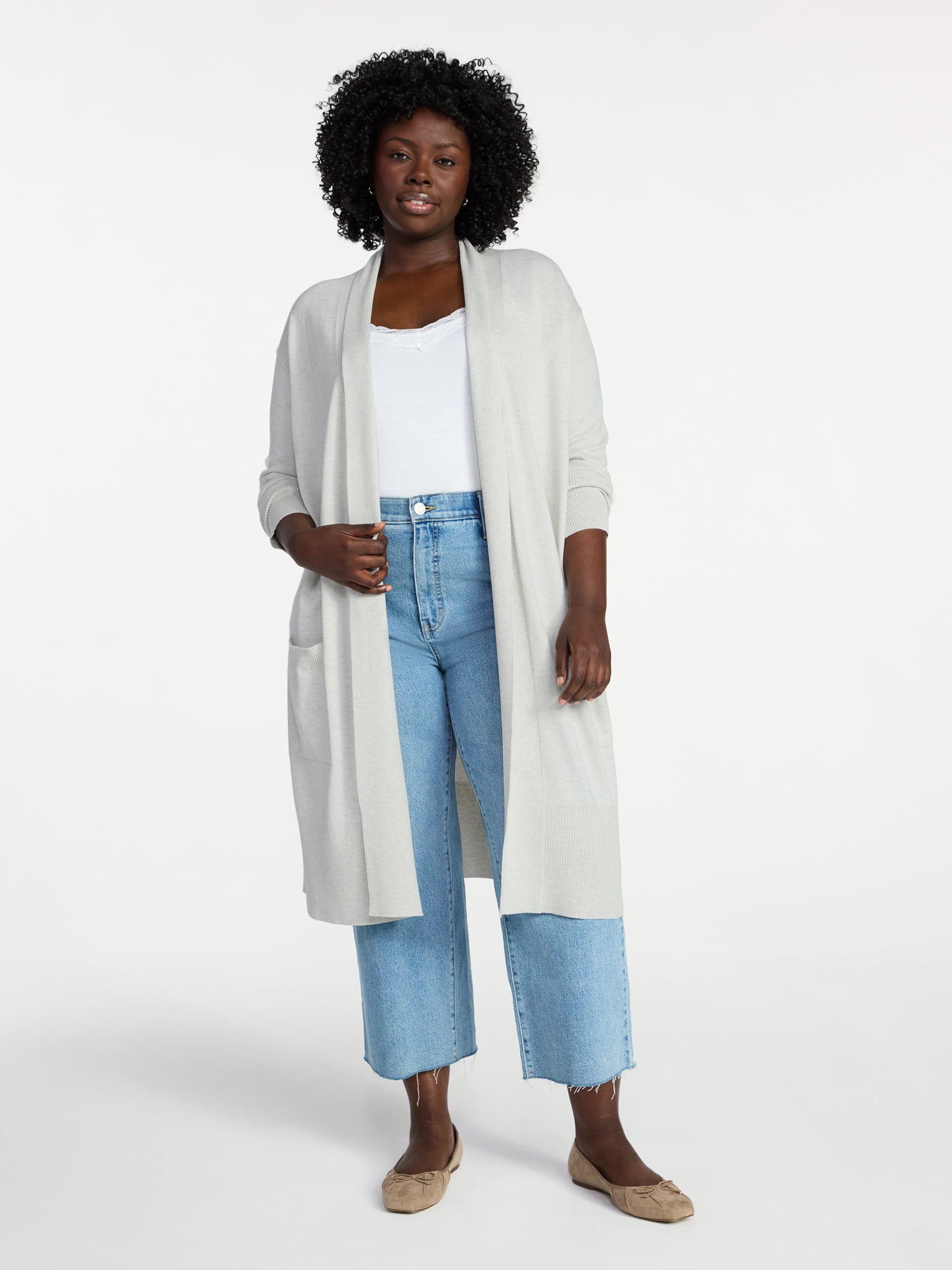 Terra & Sky Women's Plus Size Core Duster Cardigan, Sizes 0X-5X ...