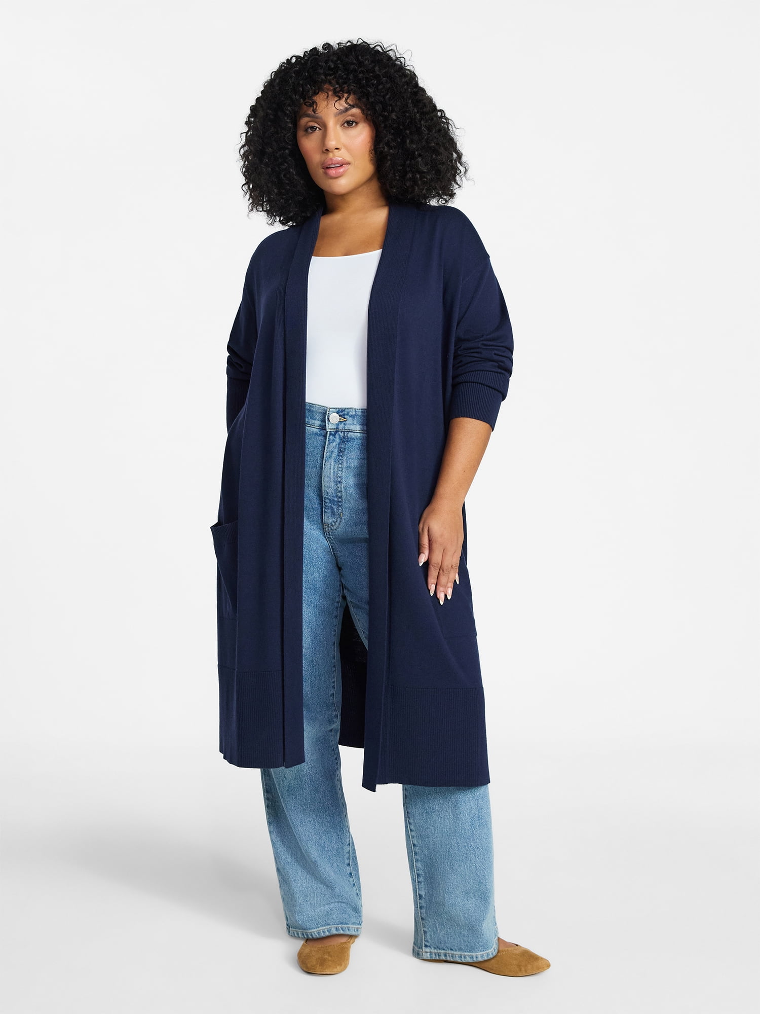 Terra & Sky Women's Plus Size Core Duster Cardigan, Sizes 0X-5X ...