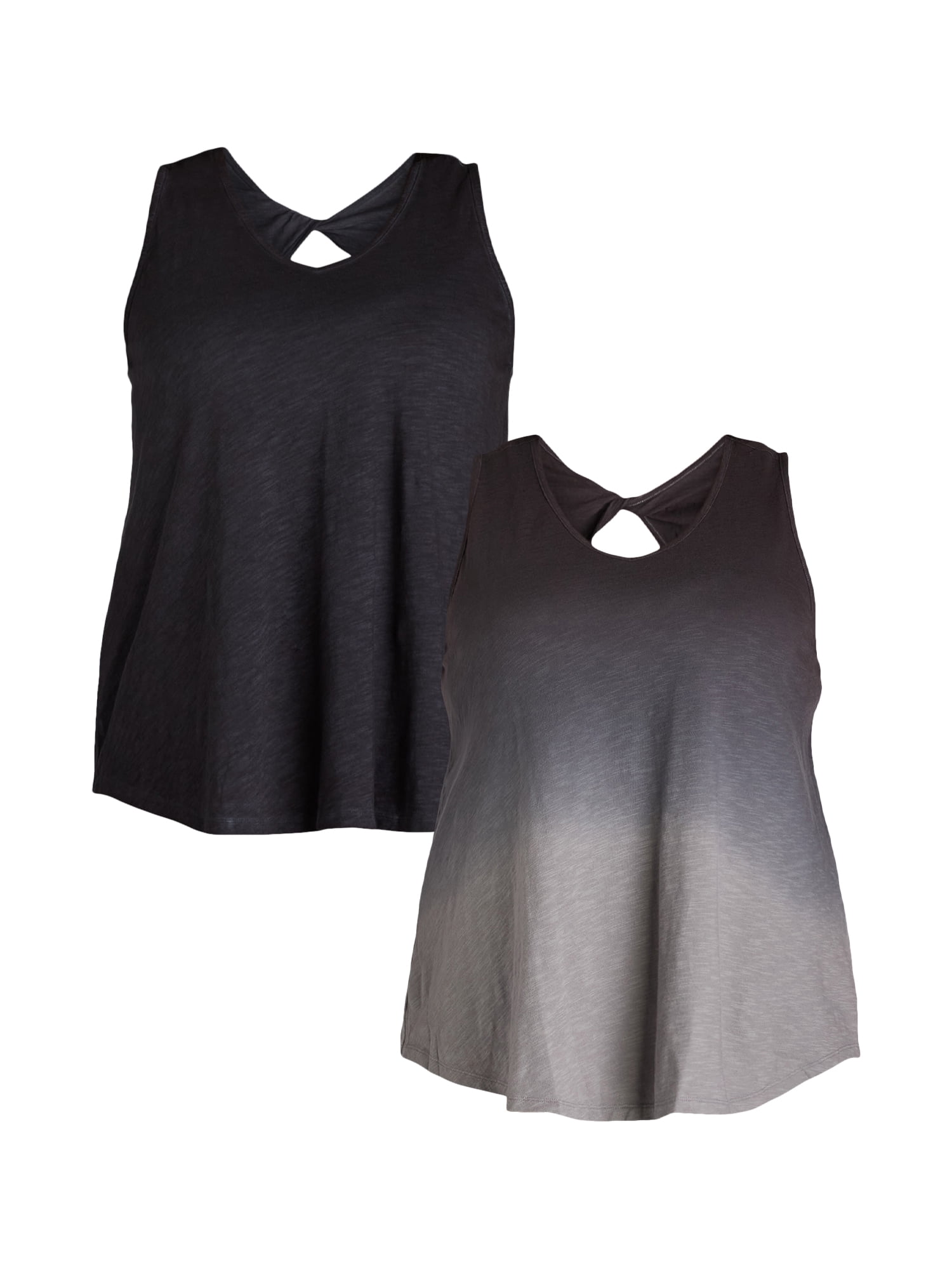Terra & Sky Women’s Plus Cotton Twist Back Tank Top, 2-Pack, Sizes 0X ...