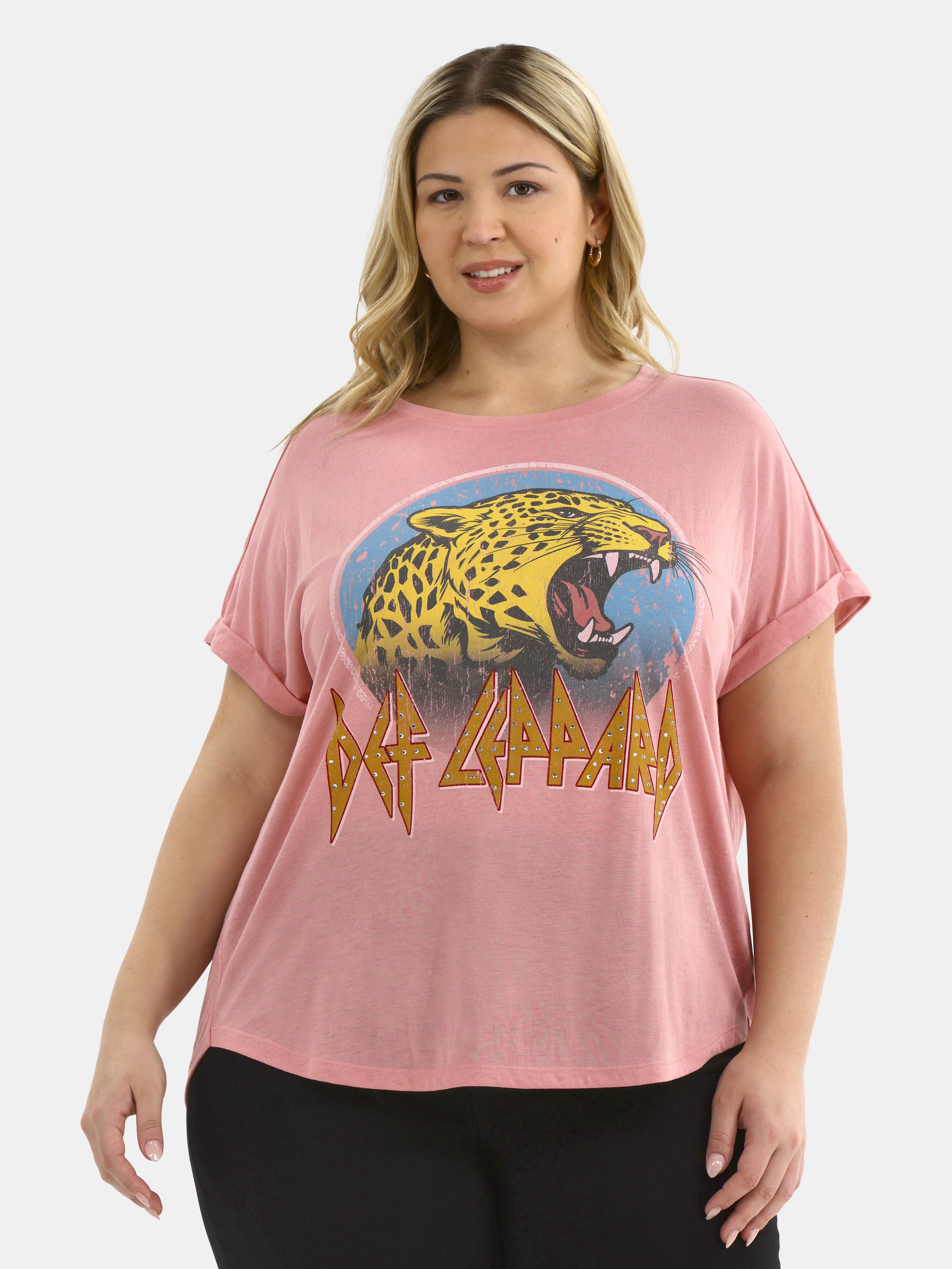 Terra & Sky Women's Plus Def Leopard Graphic Tee, Sizes 0X-5X - Walmart.com