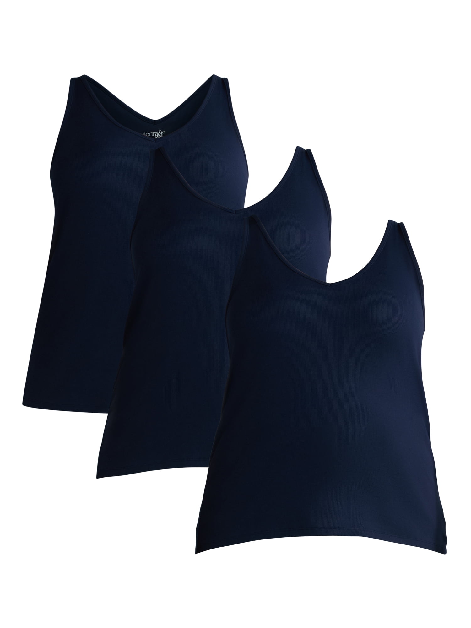 Terra & Sky Women's Plus Double V Neck Tank, 3-Pack - Walmart.com