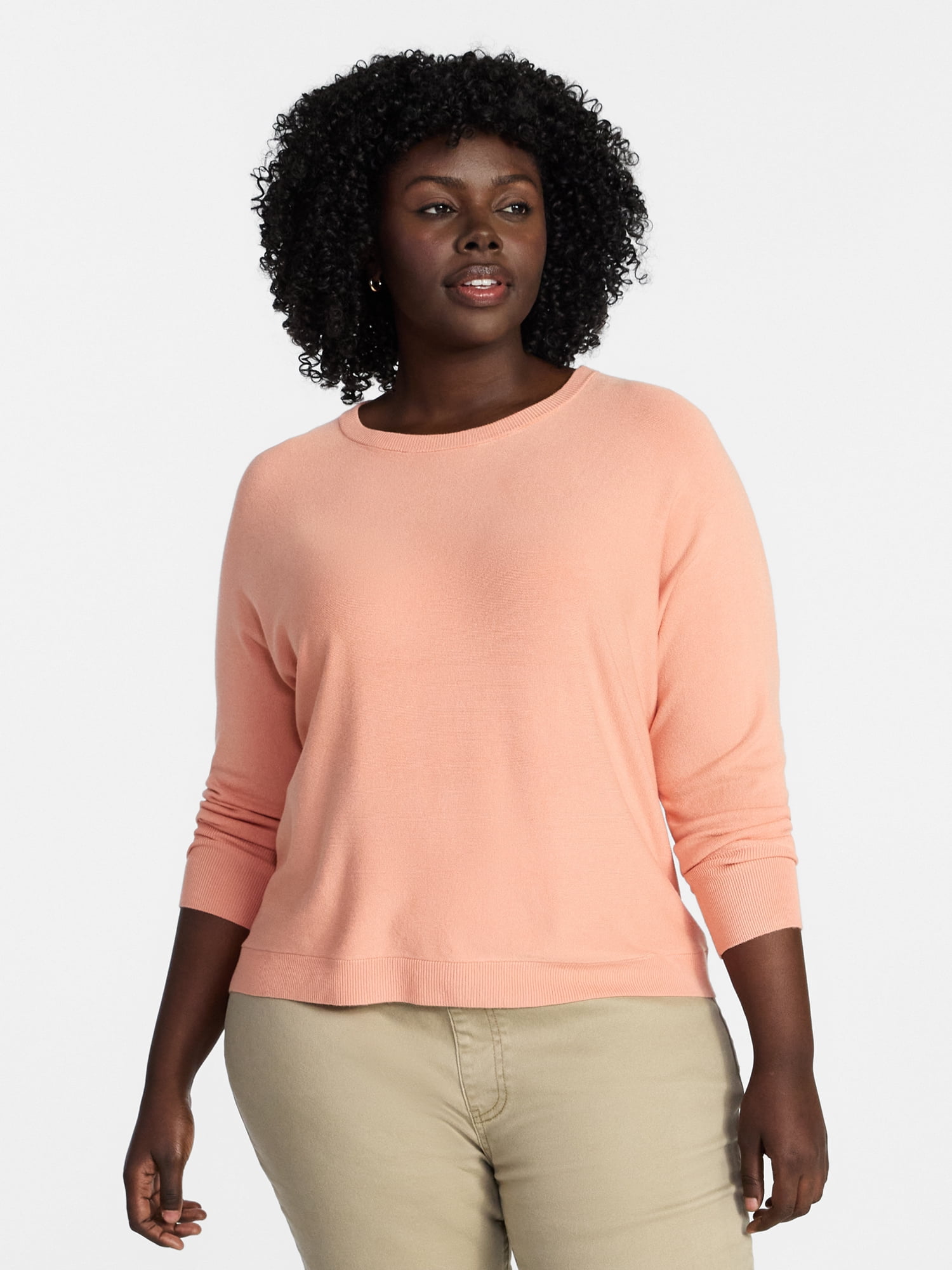 Terra & Sky Women's Plus Size Fine Gauge Dolman Sweater, Sizes 0X-5X ...