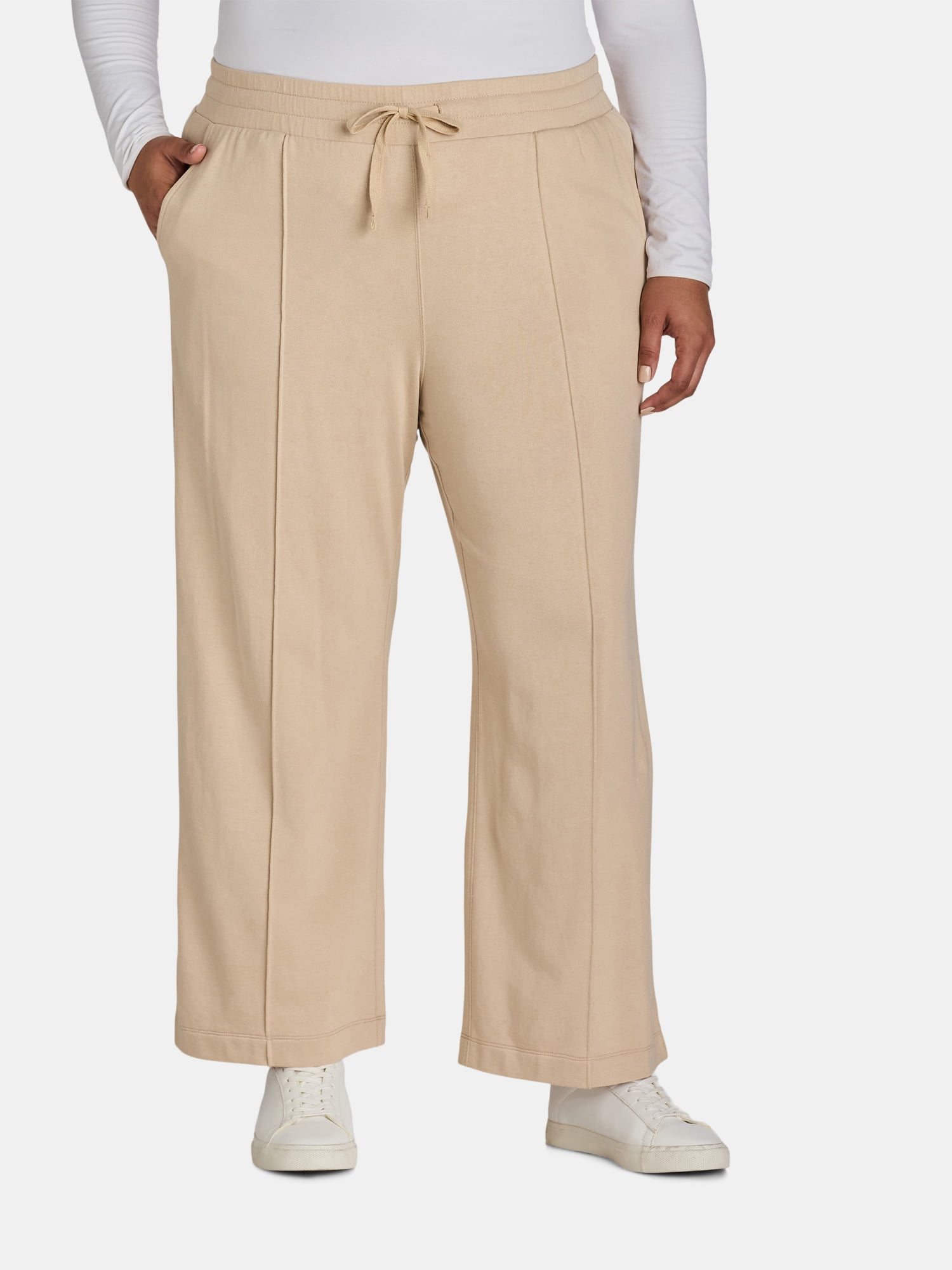Terra & Sky women's Plus French Terry Pintuck Pants - Walmart.com
