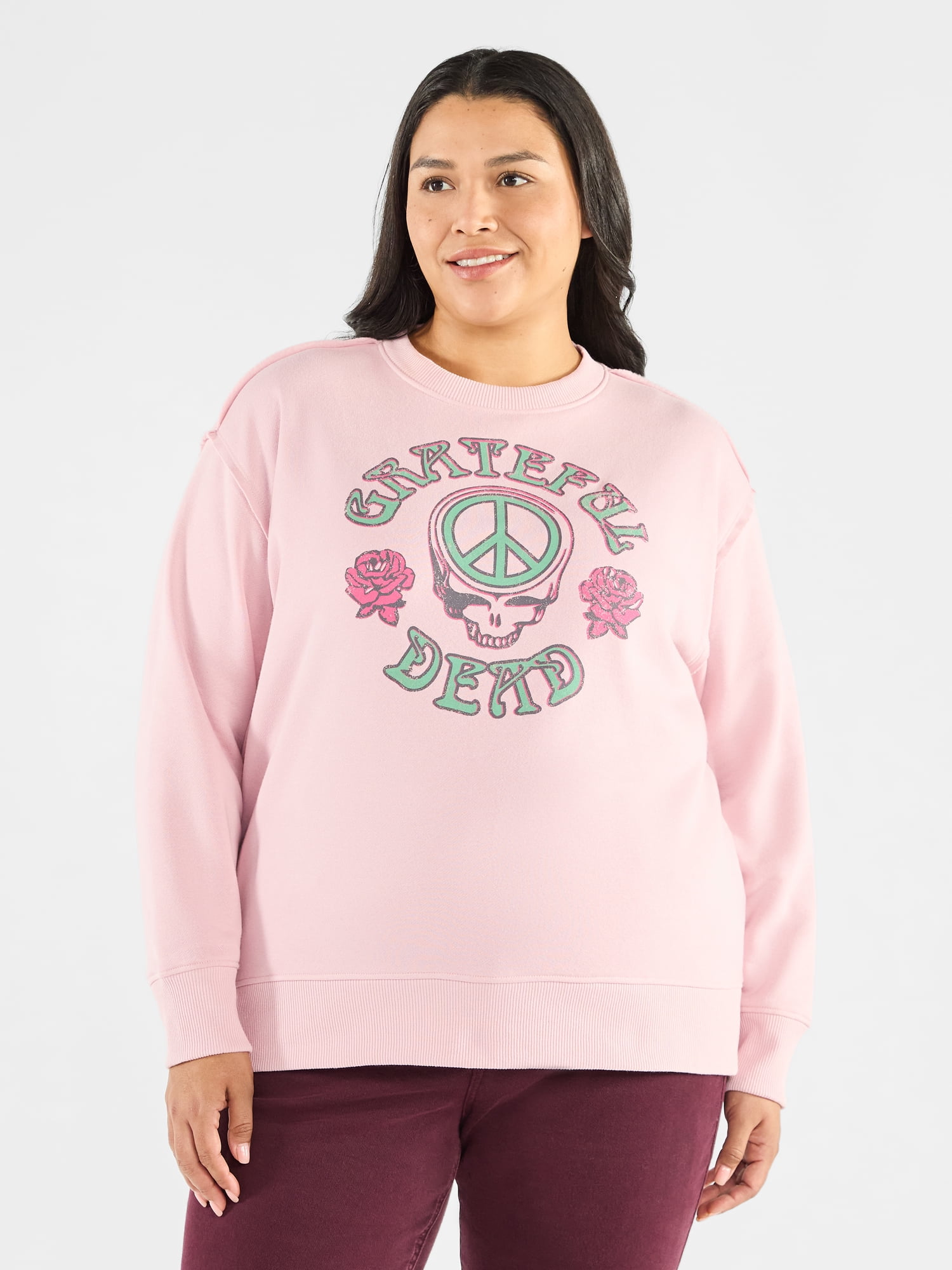 Terra & Sky Women's Plus Size Grateful Dead Peace Roses Graphic ...