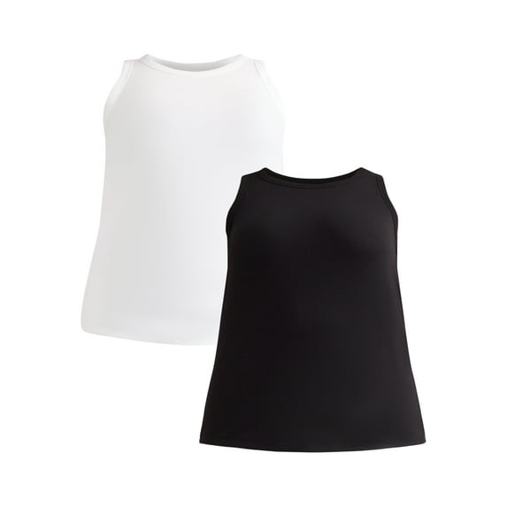 Terra & Sky Women's Plus High Neck Ribbed Tank Top, 2-Pack, Sizes 0X-5X ...