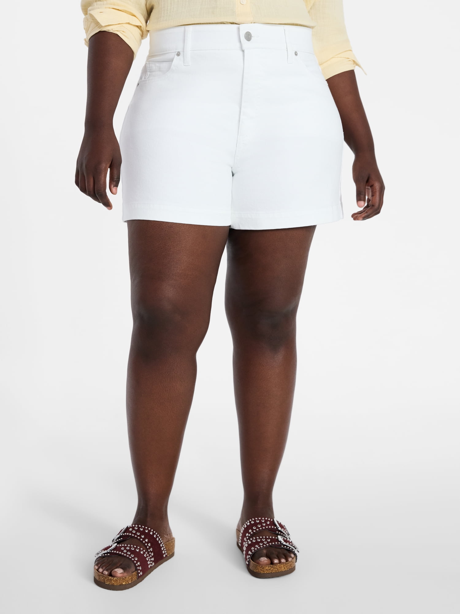 Terra & Sky Women's Plus Size High Rise A Line Denim Shorts, 5" Inseam ...