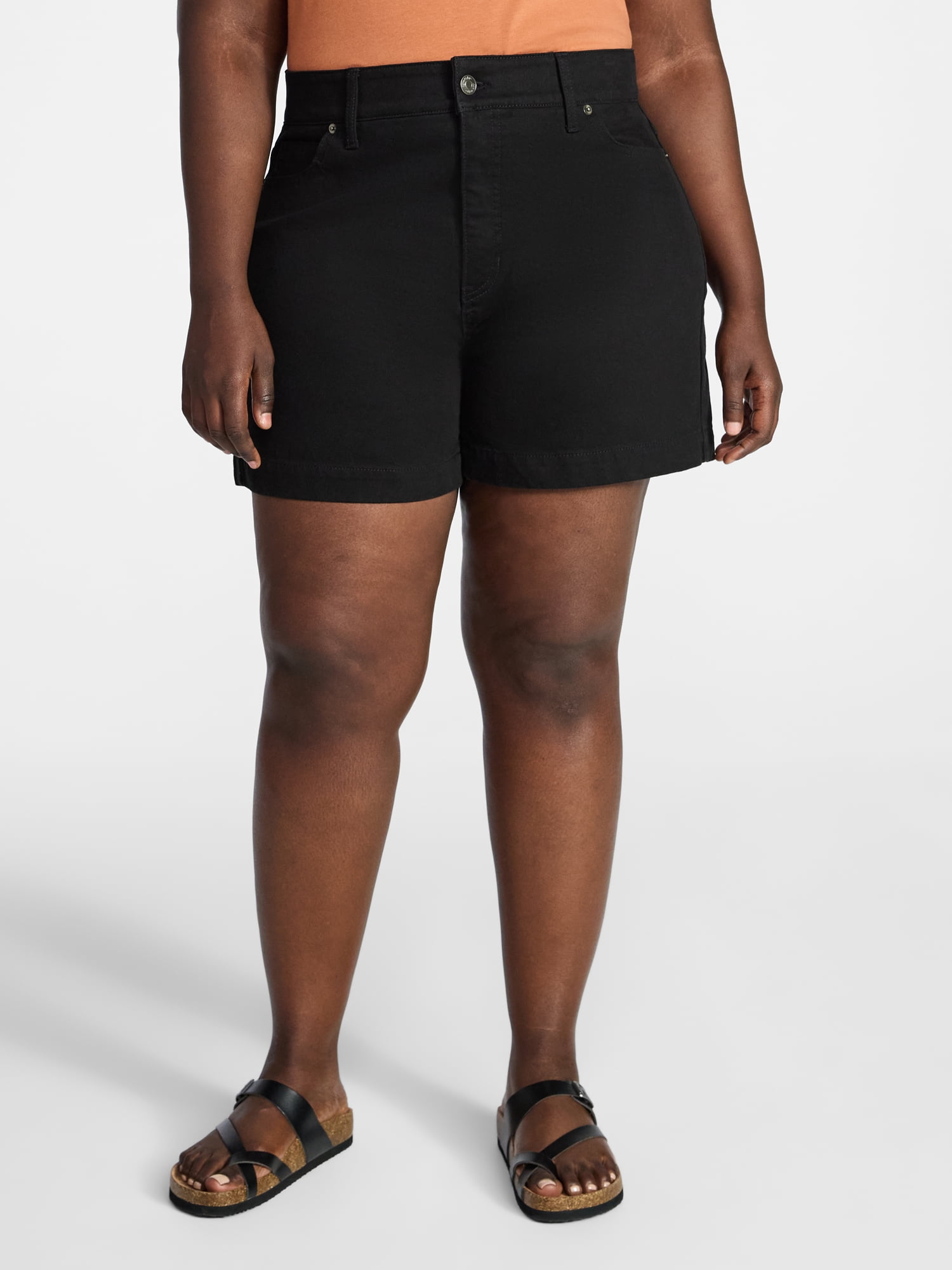 Terra & Sky Women's Plus High Rise A Line Denim Shorts, 5" Inseam ...
