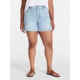 Terra & Sky Women's Plus High Rise A Line Denim Shorts, 5" Inseam ...
