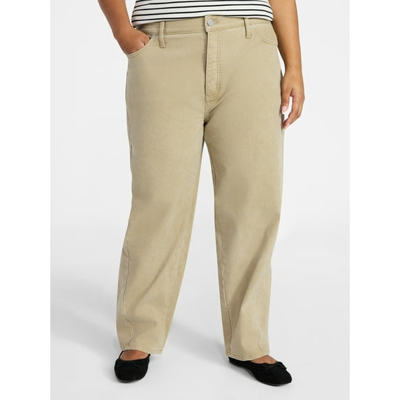 Terra & Sky Women's Plus Size High Rise Barrel Jeans, 28" Inseam, Sizes ...