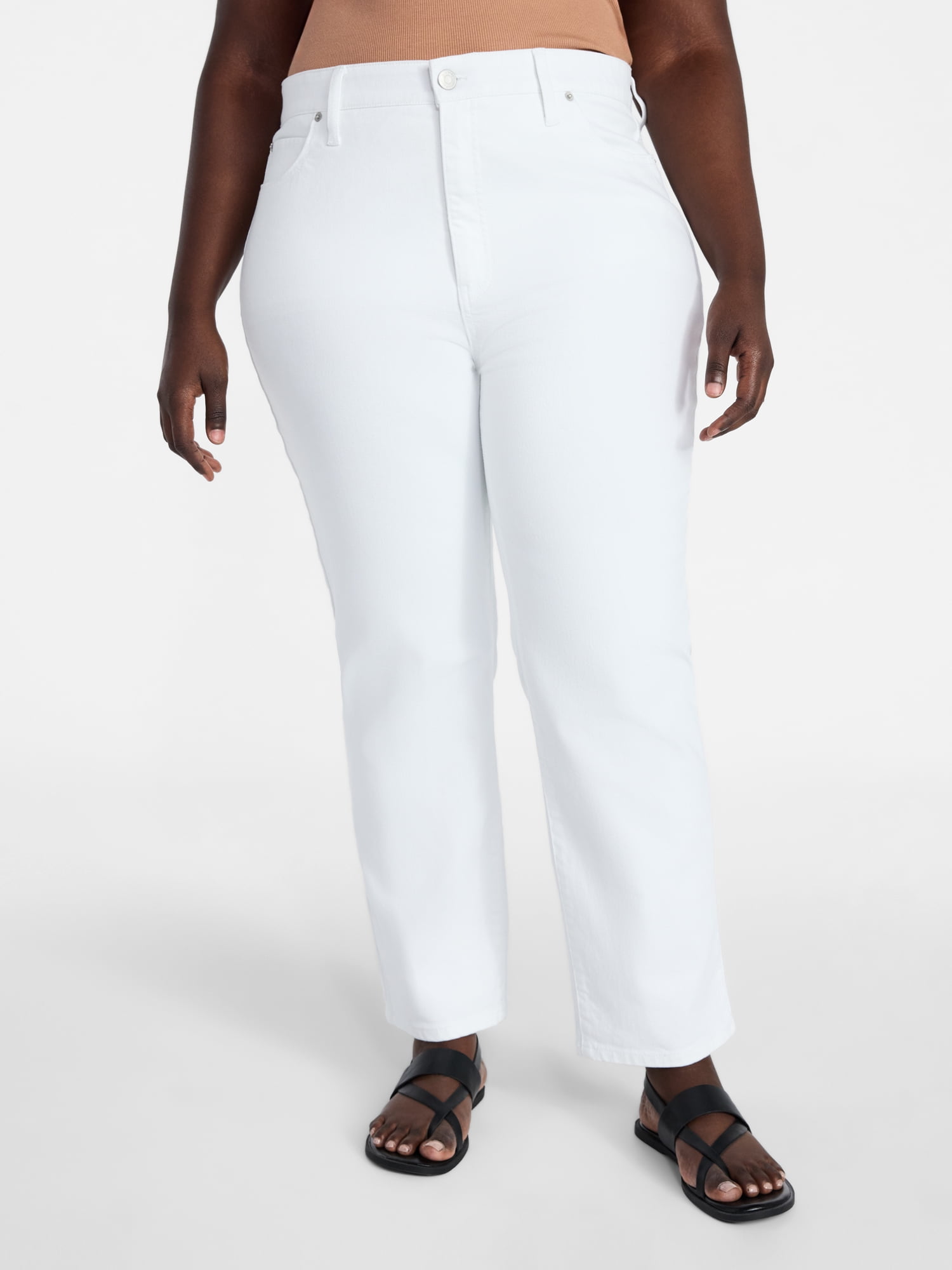 Terra & Sky Women's Plus Size High Rise Straight Leg Jeans, 29" Inseam ...